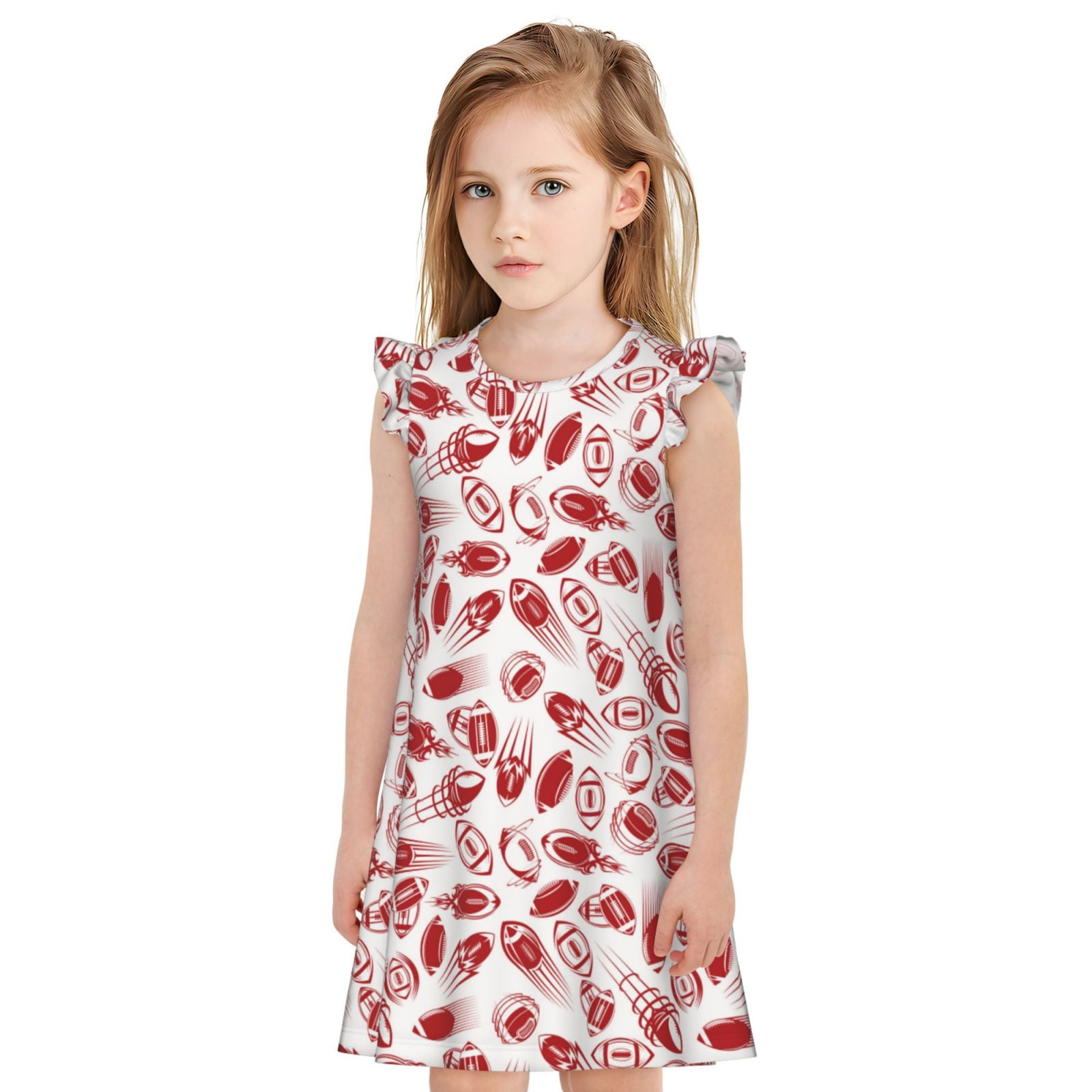 Hirioo Red Football for Girl Nightgown Pajamas Dress Sleepwear for Home ...