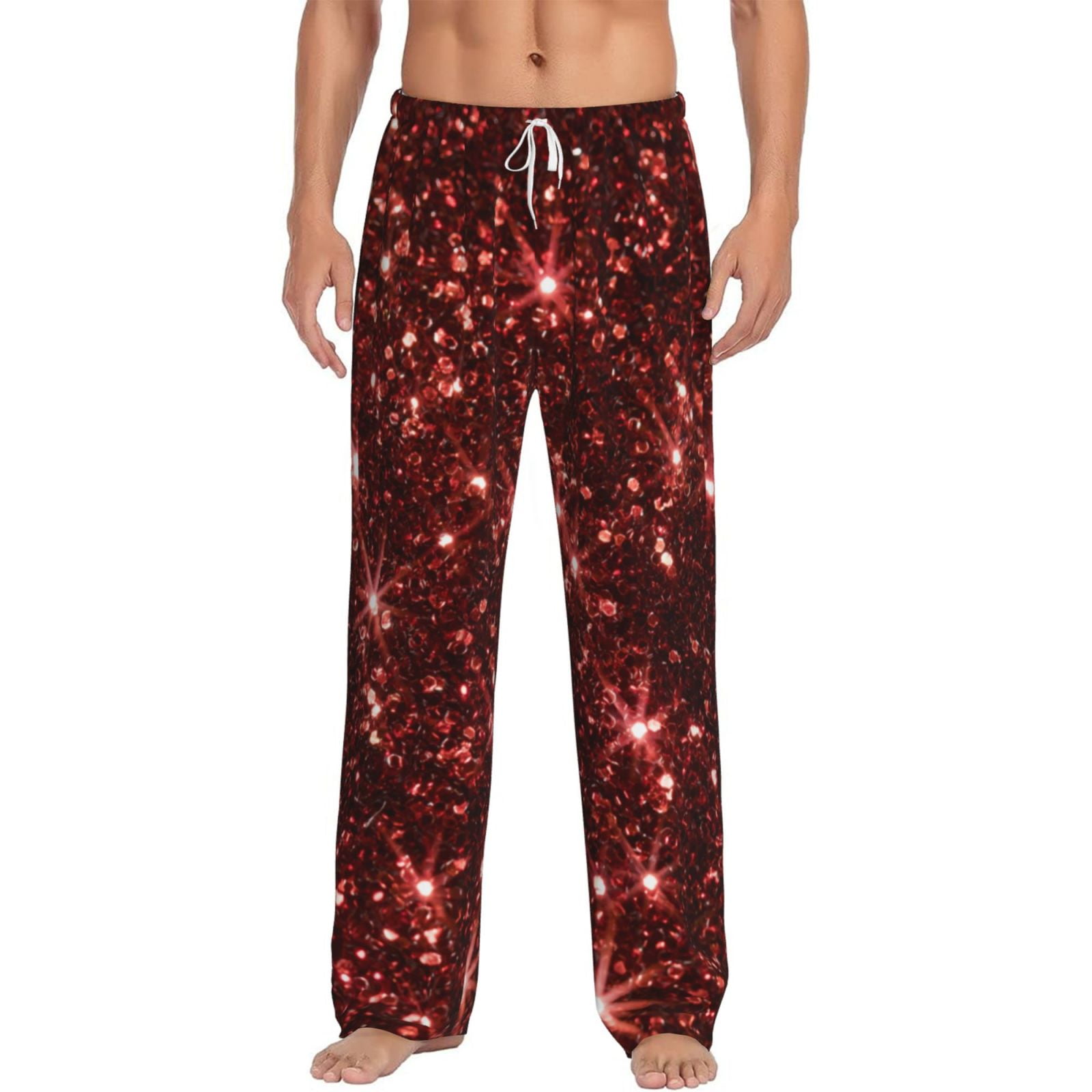 Hirioo Red Glitter Texture for Women's PJ Pajama Pants Sleep Pants ...