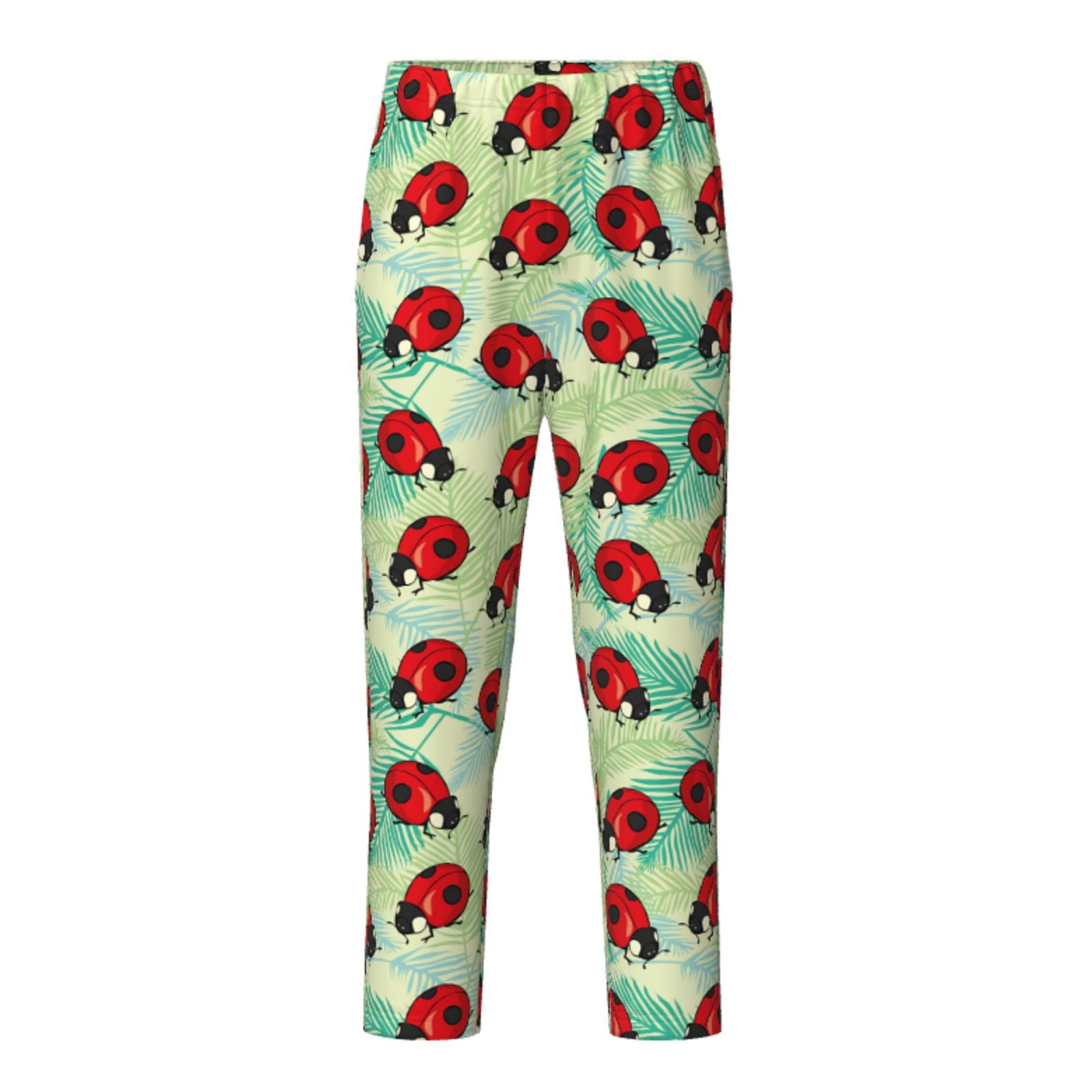 Hirioo Red Ladybugs And Leaf for Teenagers' Pajama Pants Womens Lounge ...