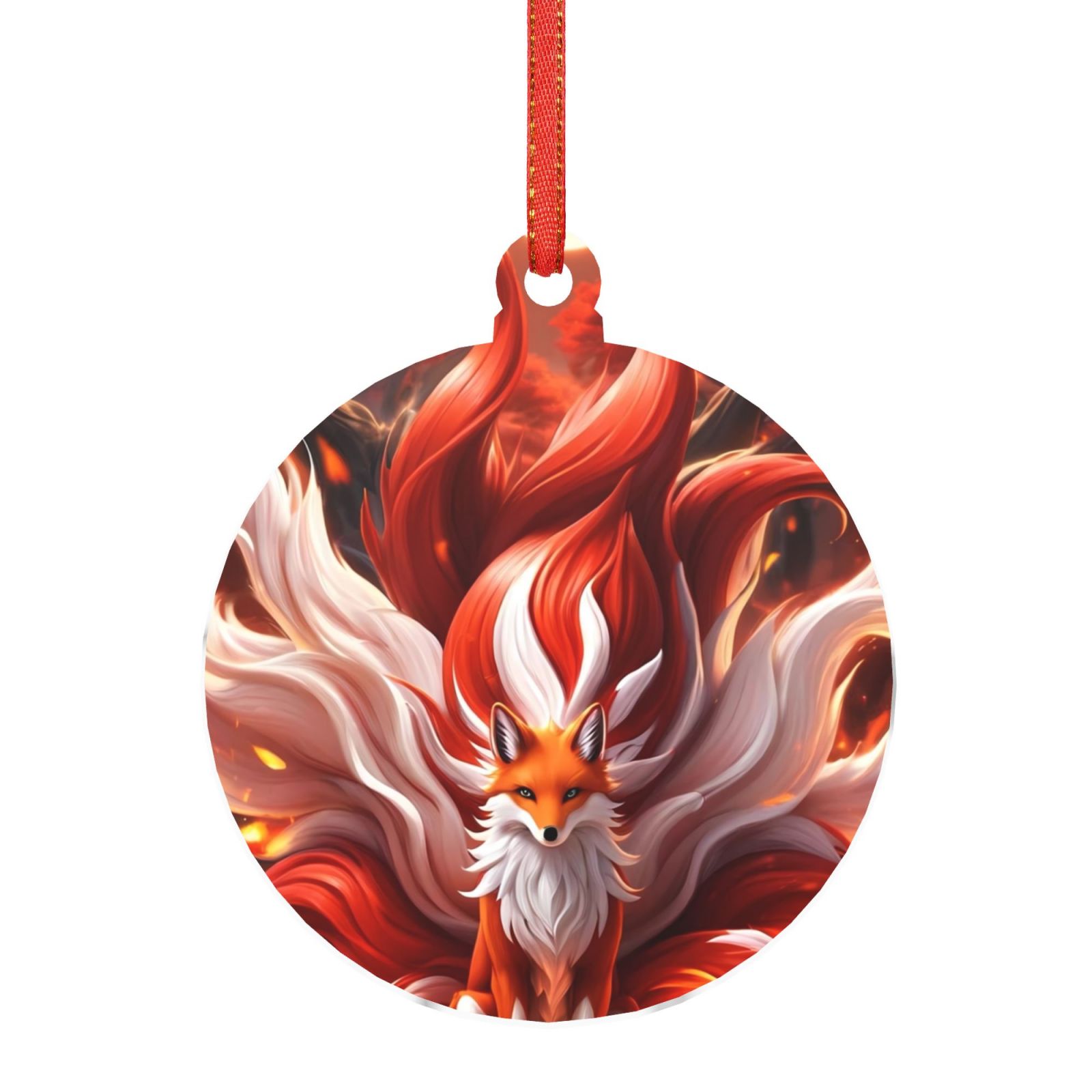Hirioo Red Leaf Flame Fox for Acrylic Christmas Pendant Hanging Christmas Tree Ornaments, Car ...