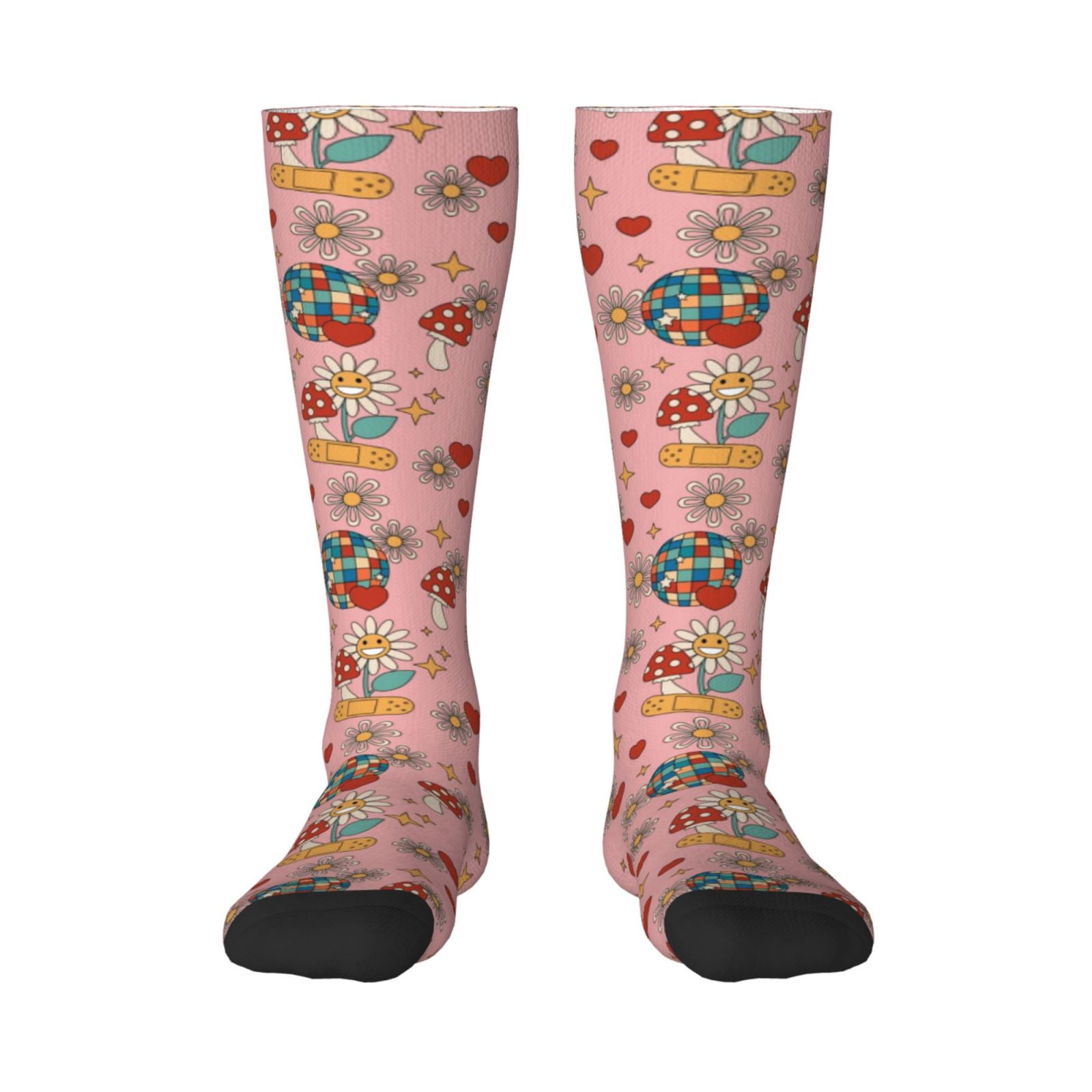 Hirioo Retro 70s 60s Hippie Flower for Adult Stockings Breathable Sock ...