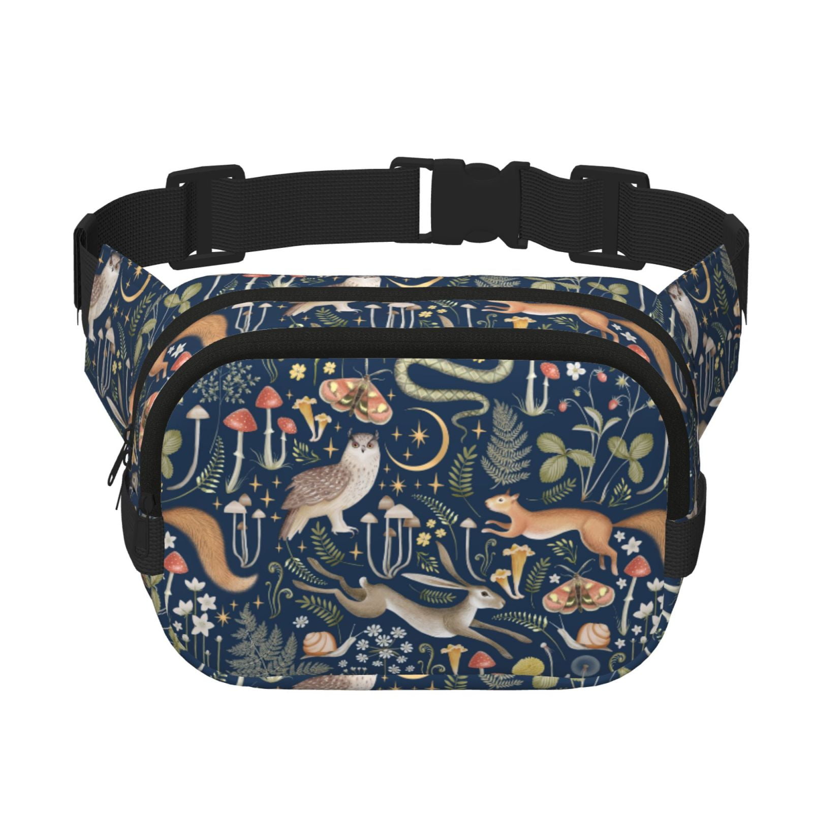 Hirioo Retro Forest Animals for Double Layer Waist Bag Adjustable Fanny ...