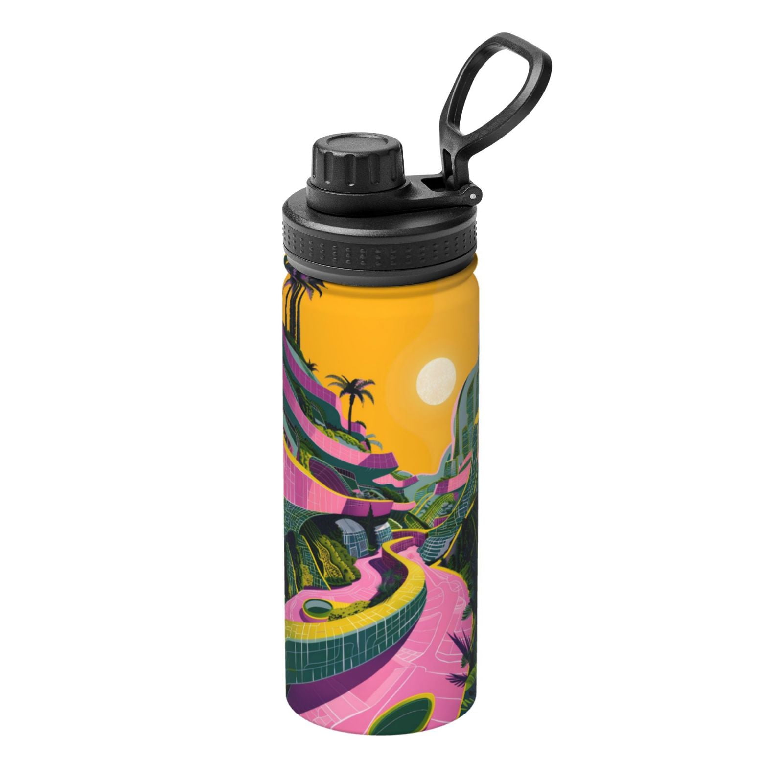 Hirioo Retro Futuristic Landscape for 18oz Sports Insulated Kettle for ...