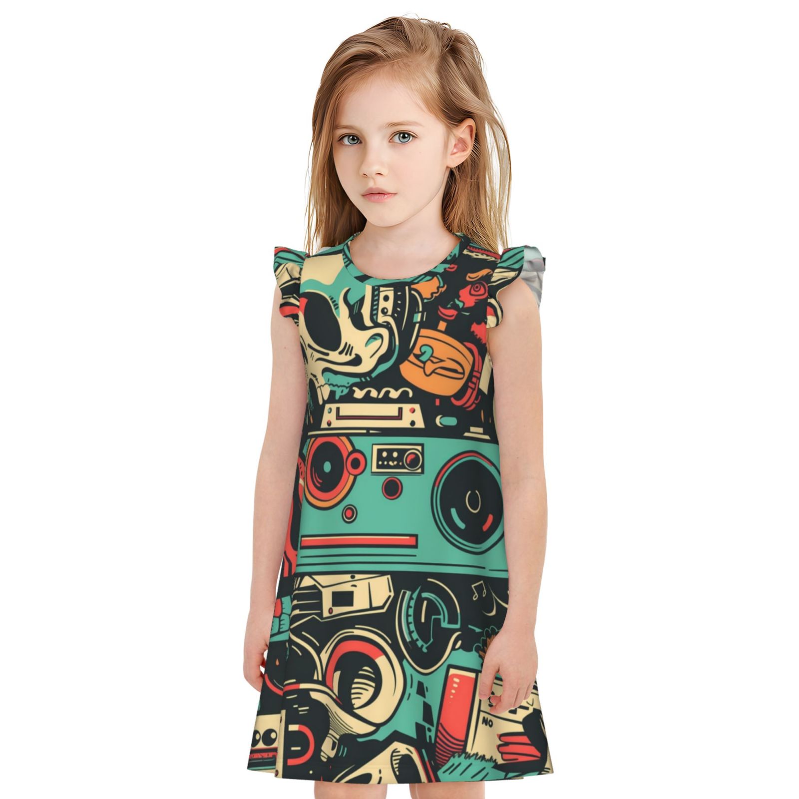 Hirioo Retro Pop Art Collage for Girl Nightgown Pajamas Dress Sleepwear ...