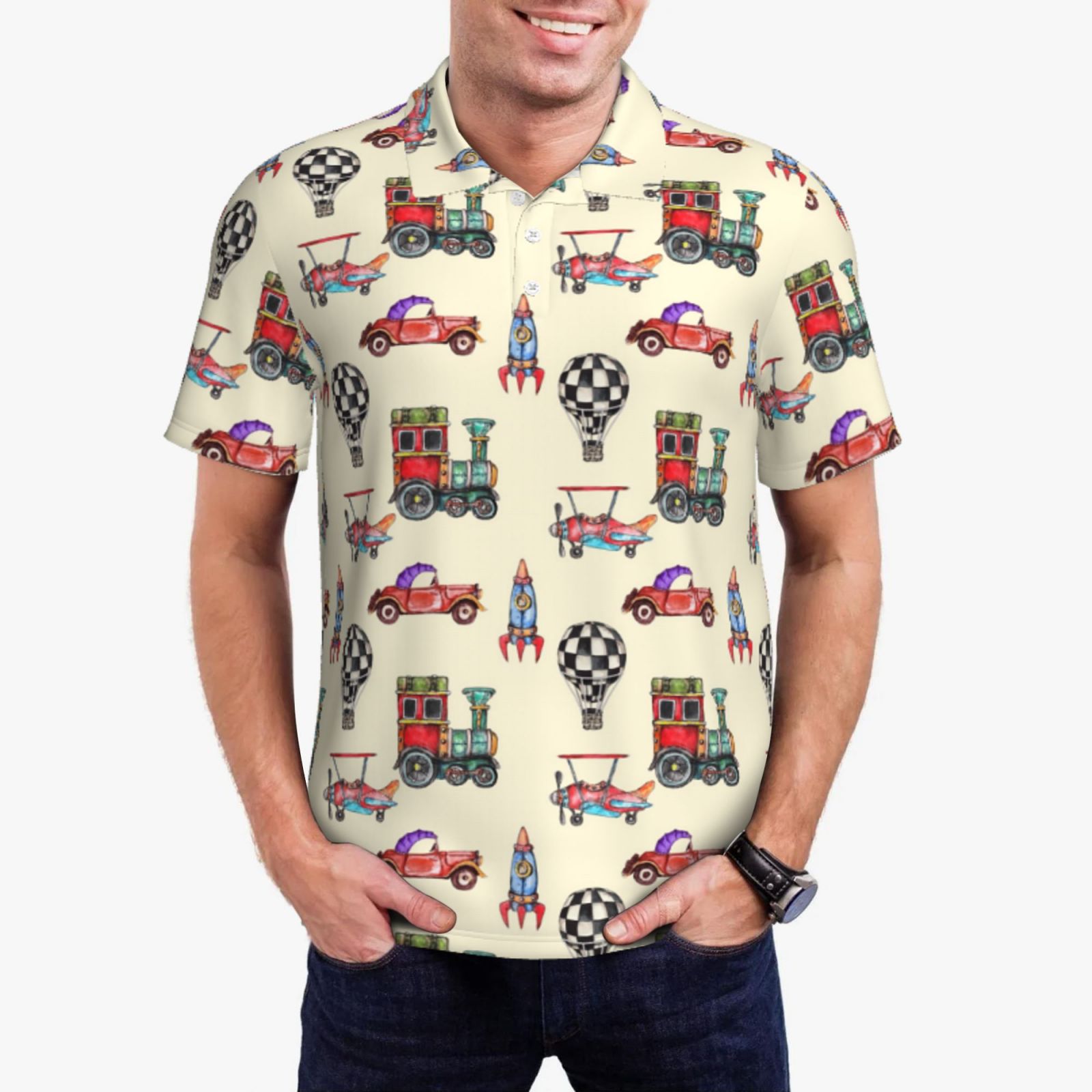 Hirioo Retro Steampunk Vehicle1 for Men’s Polo Shirts Quick Dry Short ...