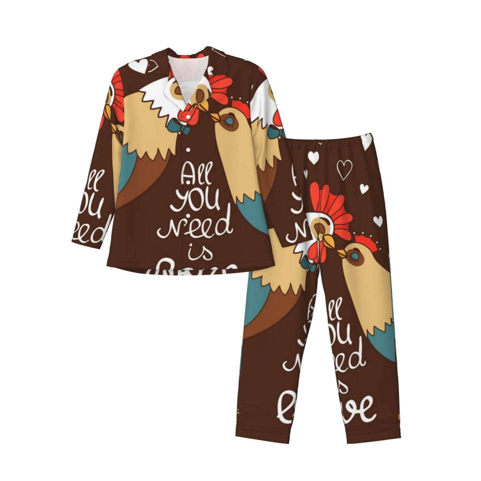 Hirioo Rooster And Chicken for Men's Pajama Sets 2 Piece Pjs Men's Long ...