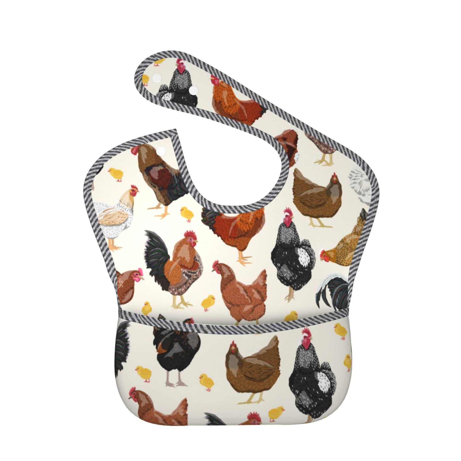 Hirioo Roosters and Chickens for Baby Waterproof Pocket Bib Adjustable ...