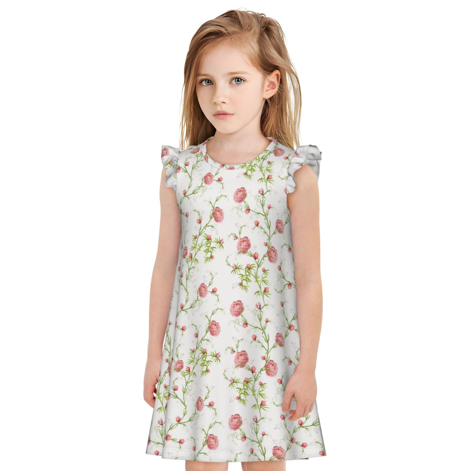 Hirioo Roses Flowers for Girl Nightgown Pajamas Dress Sleepwear for ...