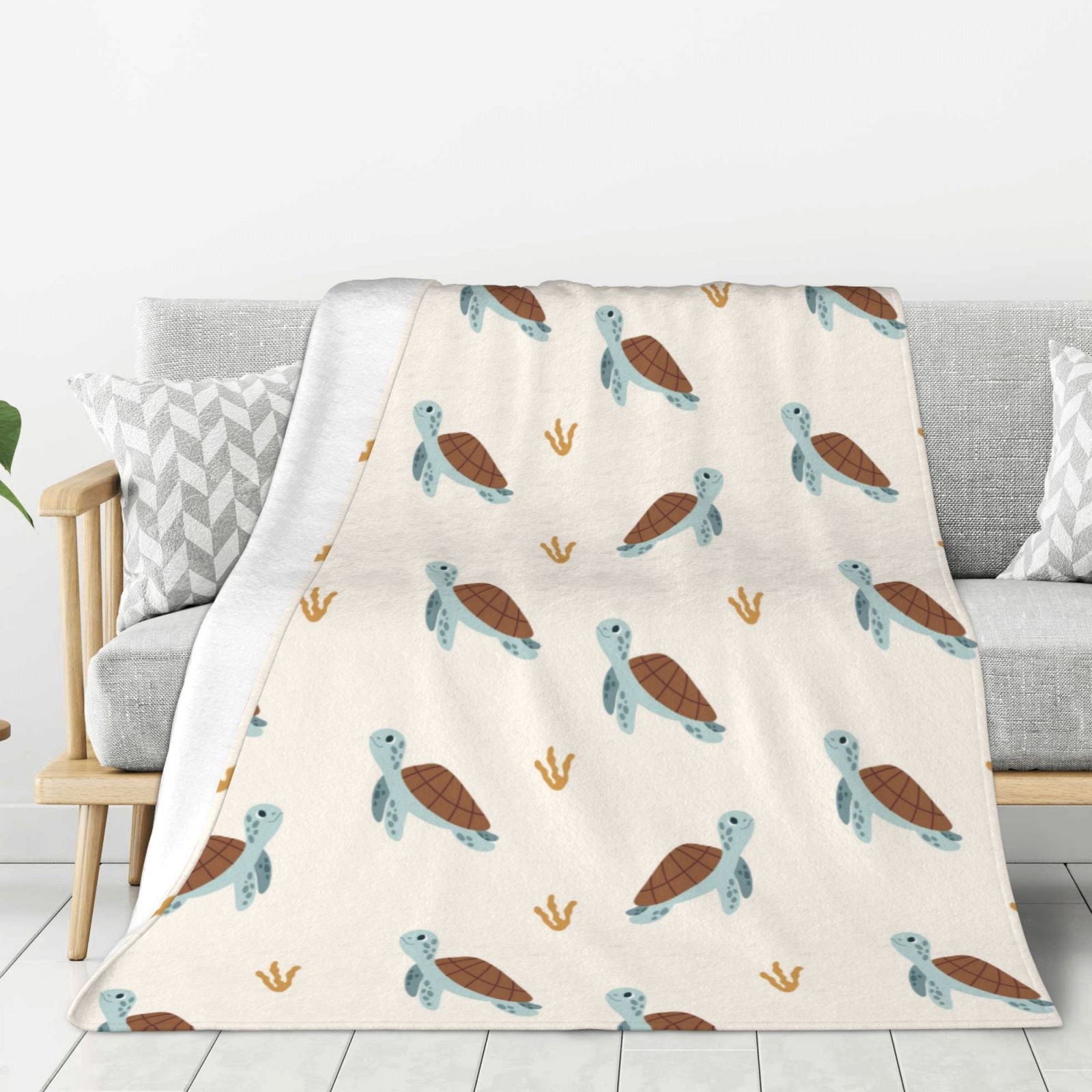 Hirioo Sea Turtle for Flannel Blanket, Cozy and Warm Throw for Bed or ...