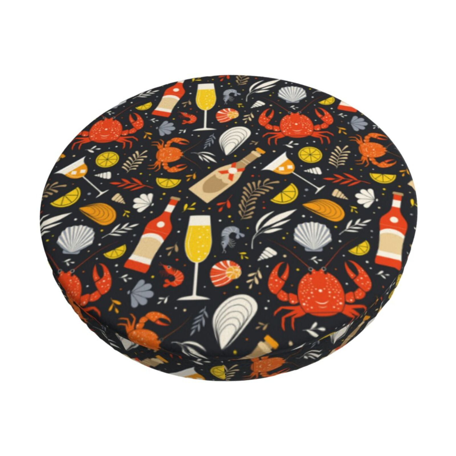 Hirioo Seafood And Drinks for Round Bar Stool Seat Covers Washable ...