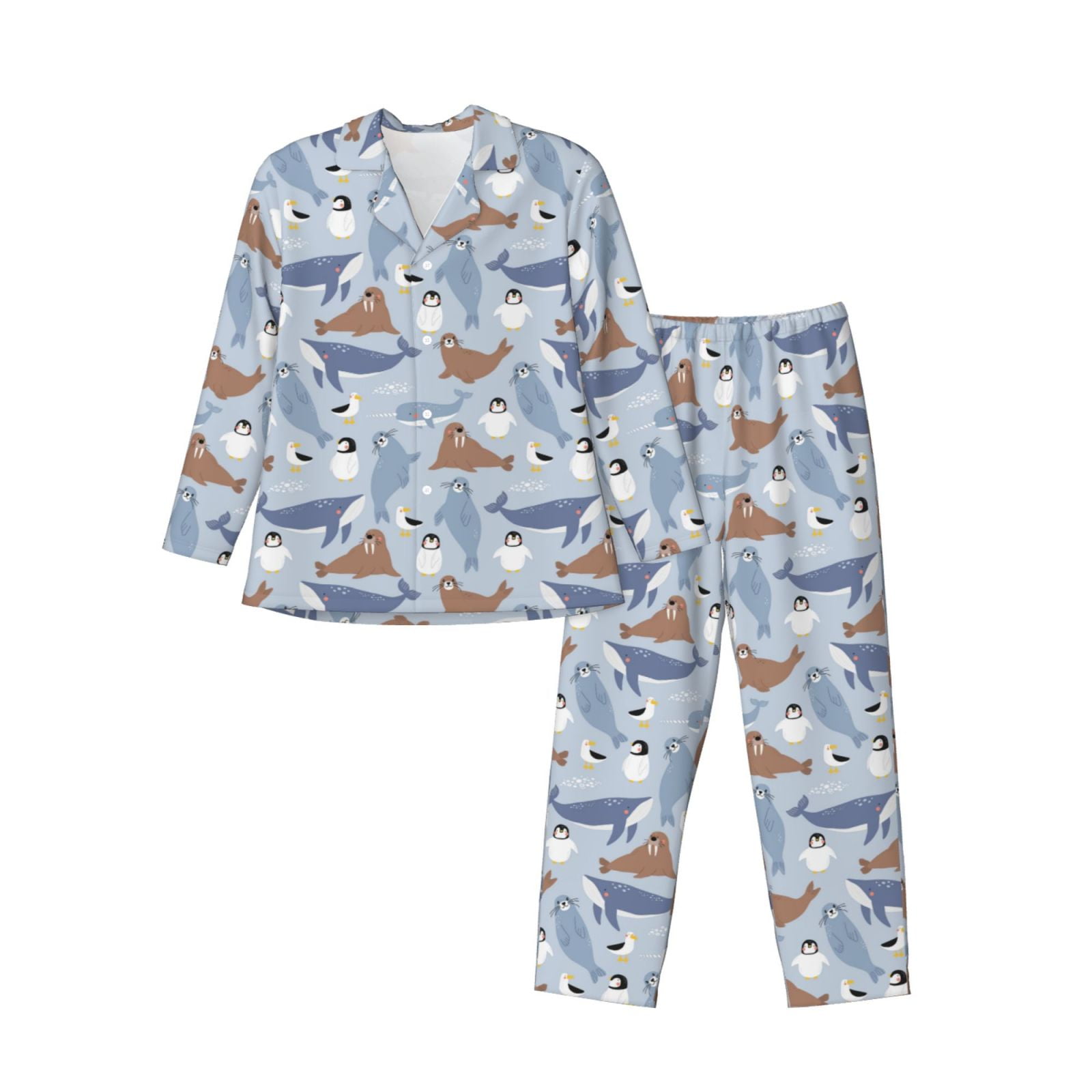 Hirioo Seal Fox Seagull Whales for Men's Pajama Sets 2 Piece Pjs Men's ...