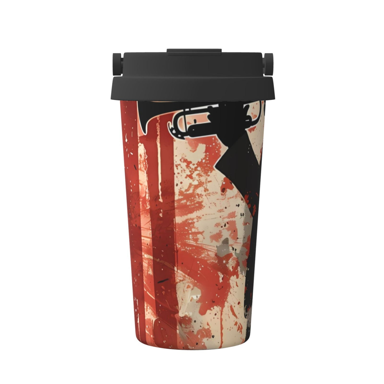 Hirioo Silhouette Trumpet Red Art for Coffee Travel Mug Insulated ...