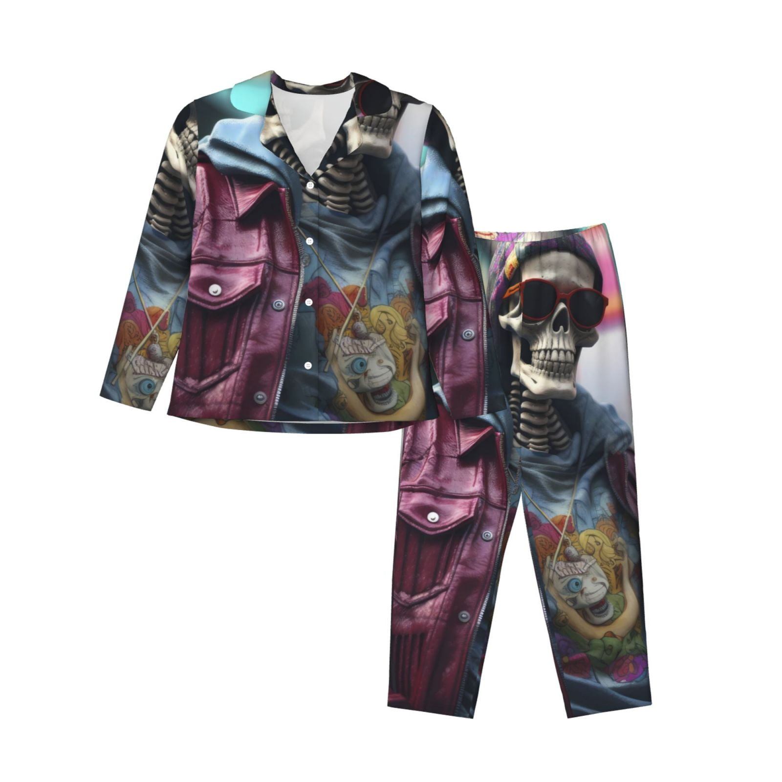 Hirioo Skeleton Cool Street Fashion for Women's Pajama Sets 2 Piece Pjs ...