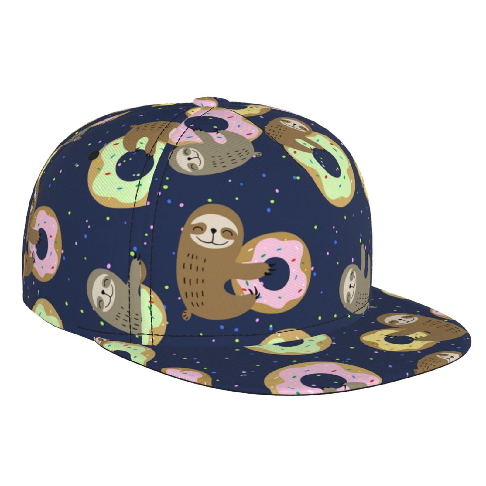 Hirioo Sloth with Donuts for Baseball Cap Men Cap Flat Brim for Men ...