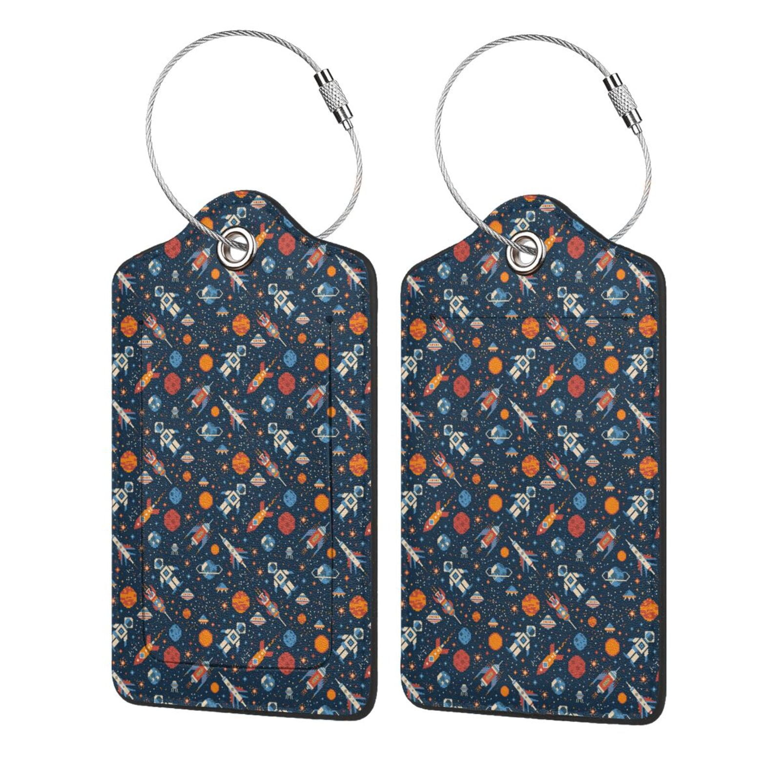 Hirioo Spaceships And Stars In Outer Space Print Leather Luggage Tag ...