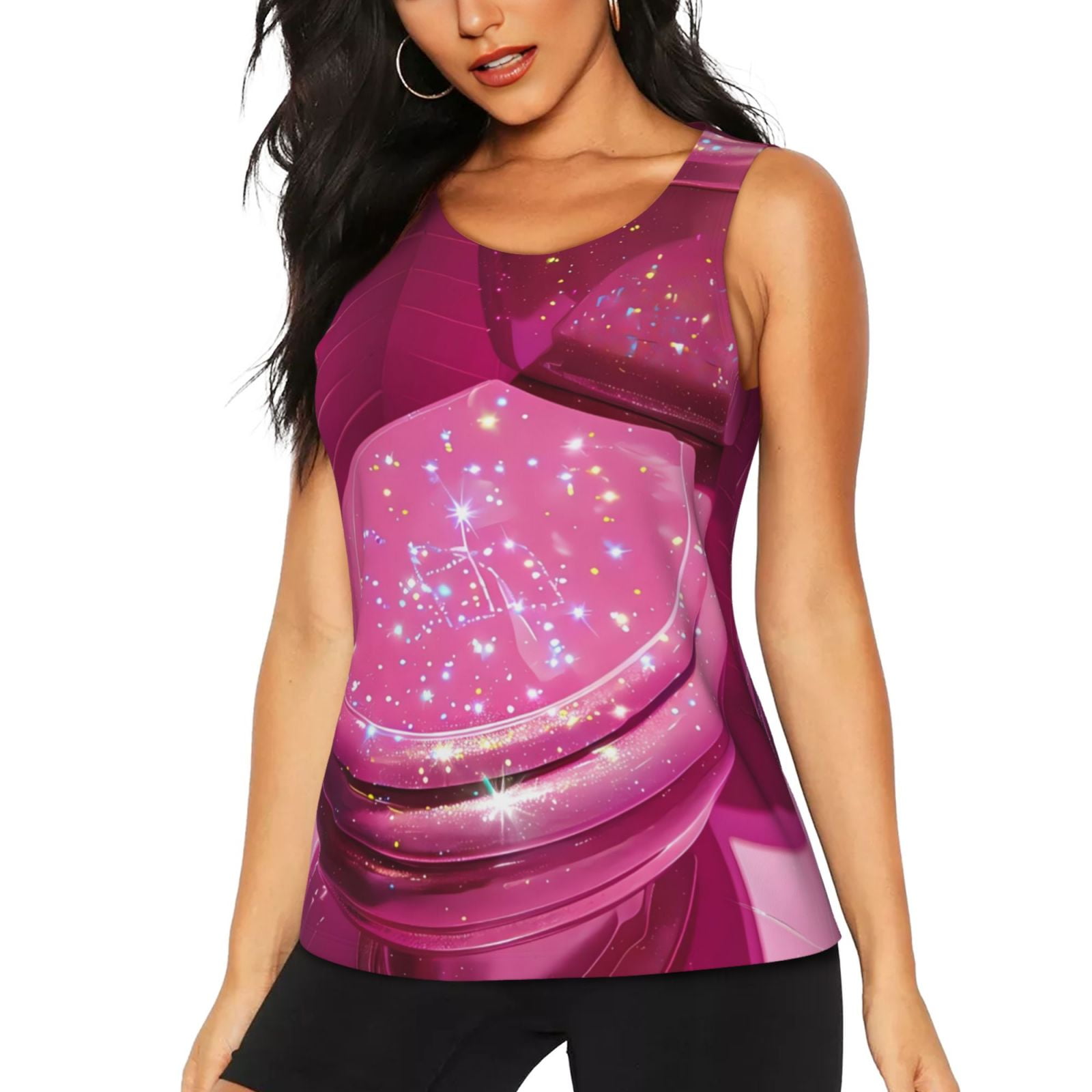 Hirioo Sparkling Pink Toilet for Women's Workout Tank Top Sleeveless ...