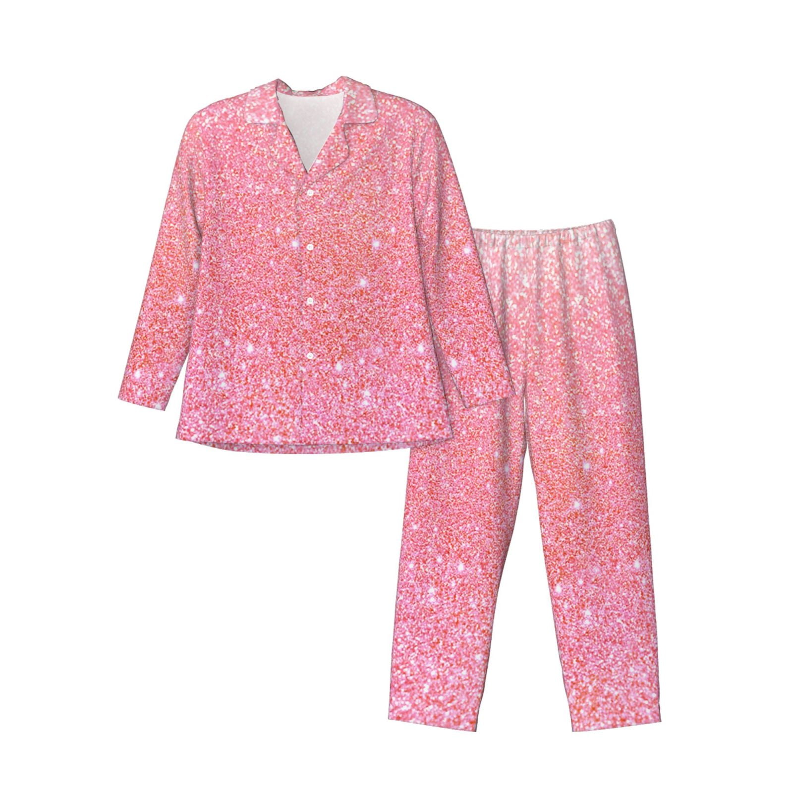 Hirioo Sparkly Pink Glitter for Men's Pajama Sets 2 Piece Pjs Men's ...