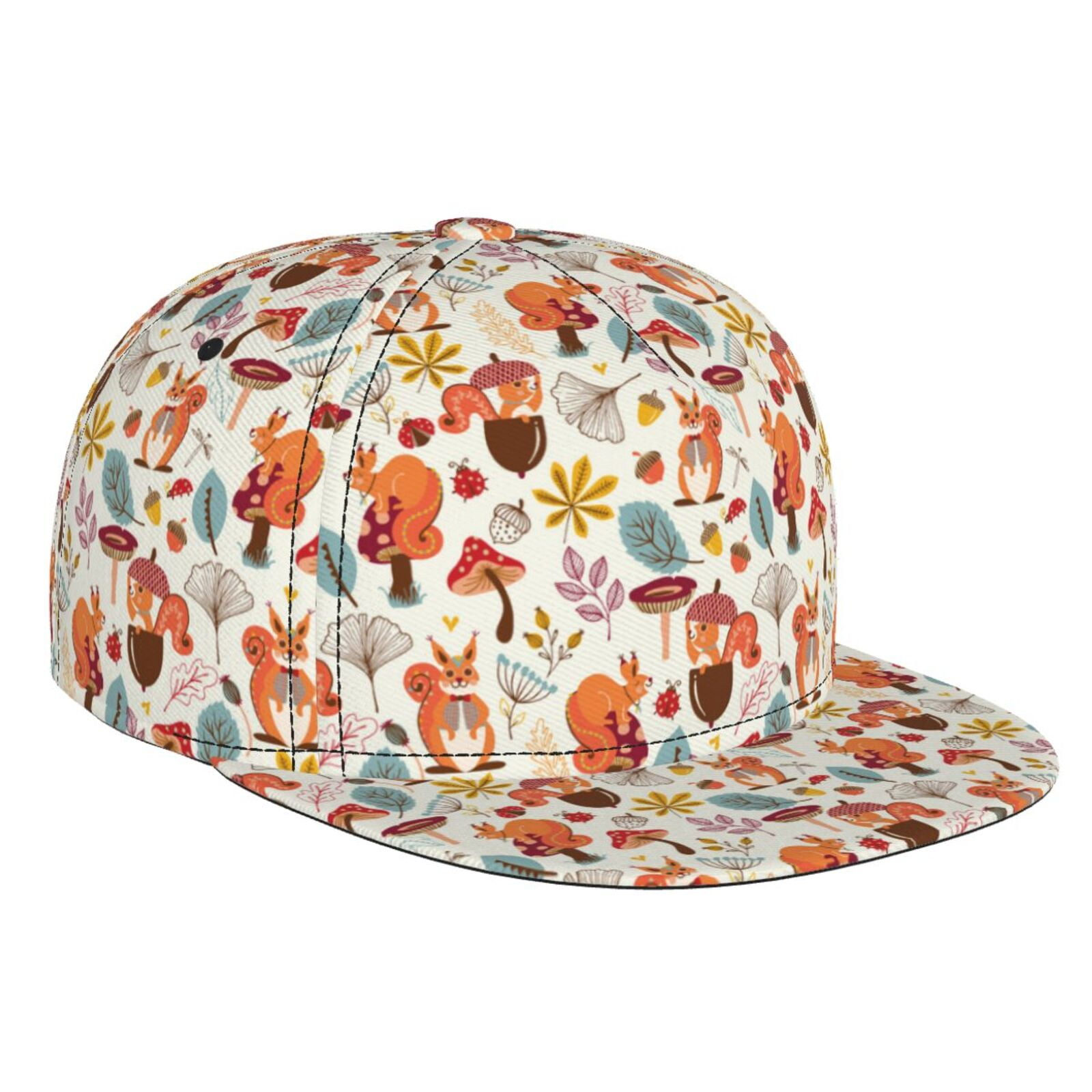 Hirioo Squirrel Nuts Mushroom for Baseball Cap Men Cap Flat Brim for ...