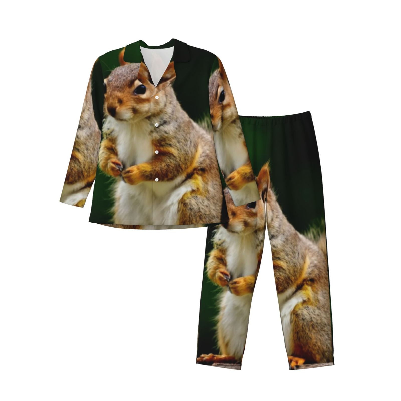 Hirioo Squirrels Eating Peanuts On The Tree for Men's Pajama Sets 2 ...