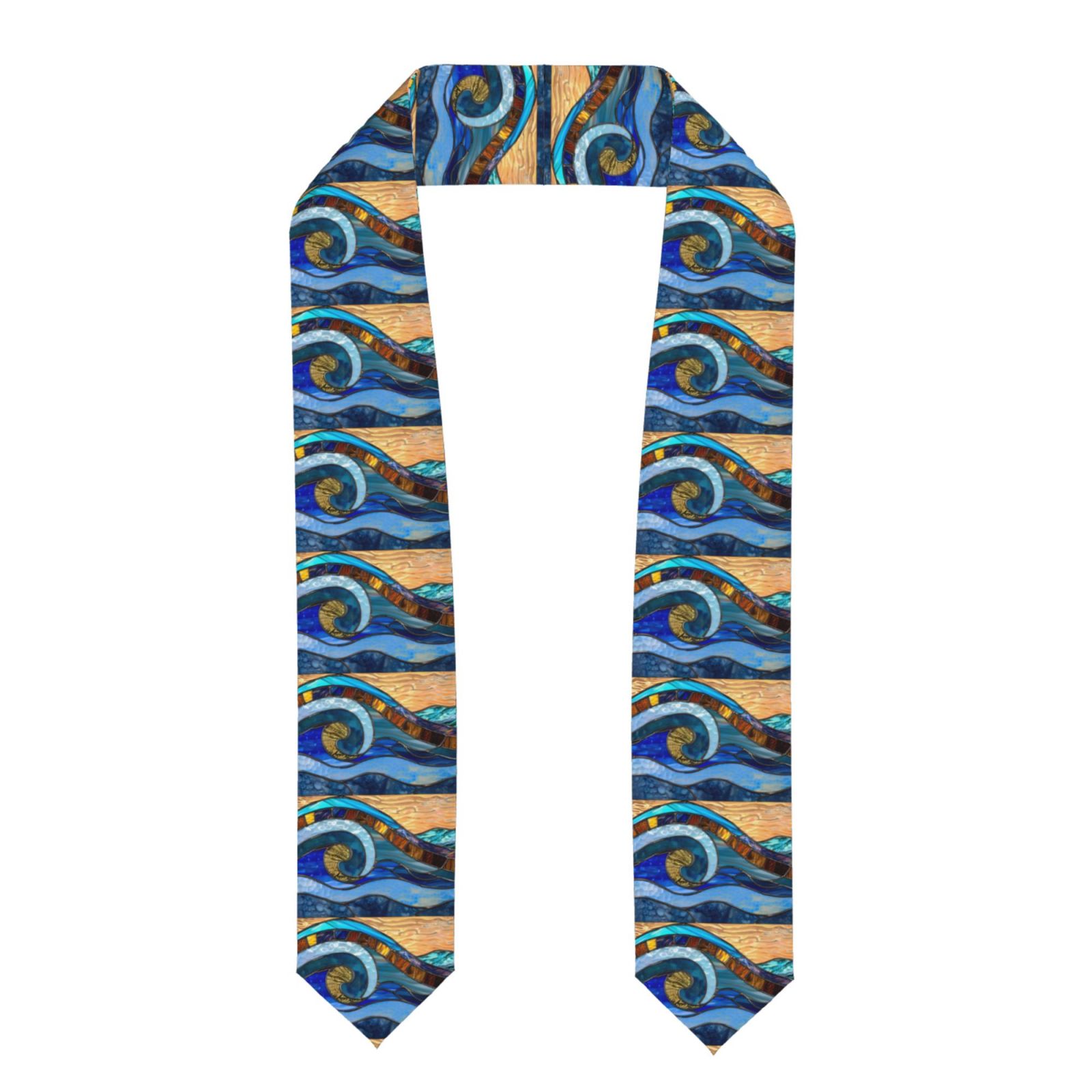 Hirioo Stained Glass Ocean Wave for 72" Graduation Shawl Stole Unisex ...