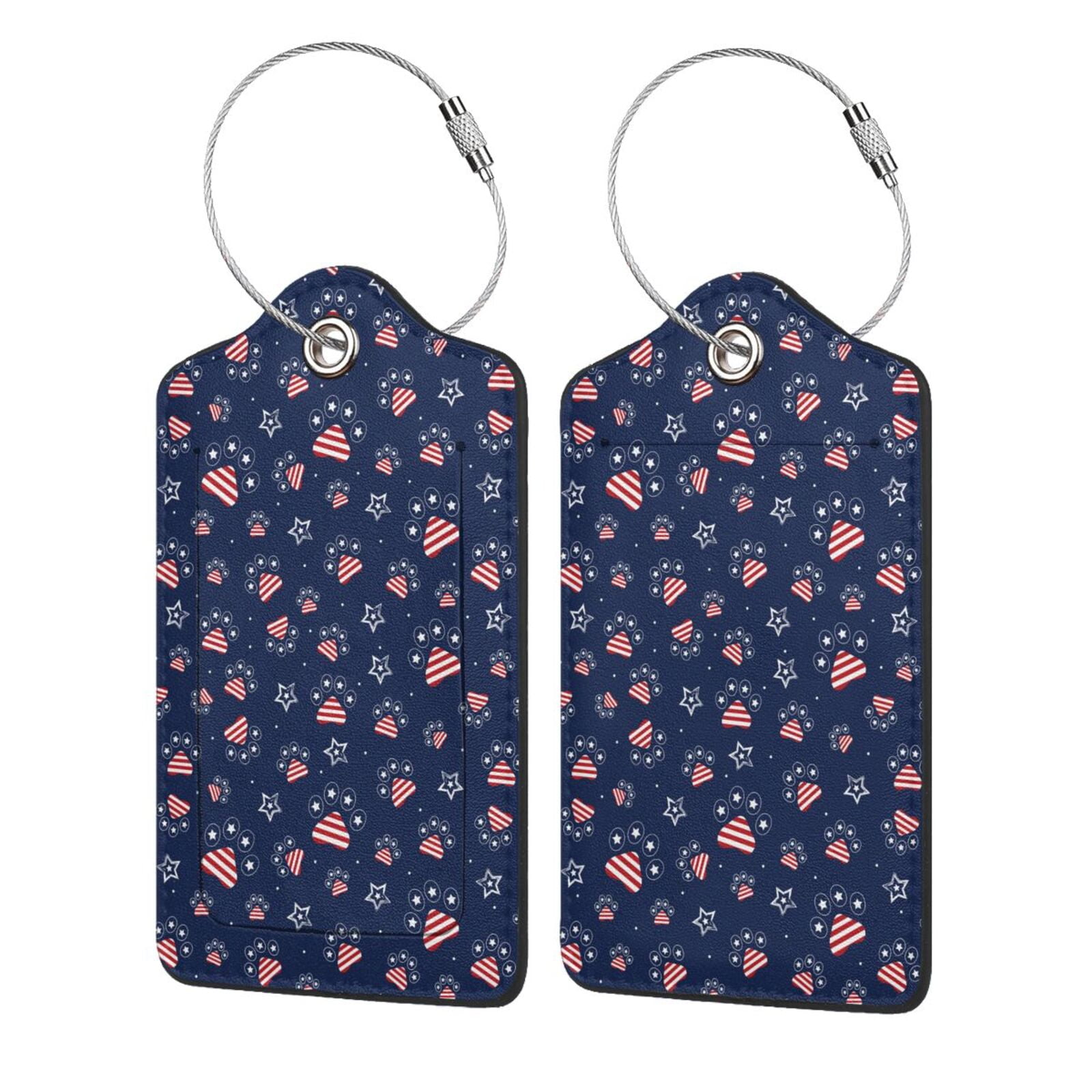 Hirioo Star Dog Paw Print Leather Luggage Tag with Stainless Steel Loop ...