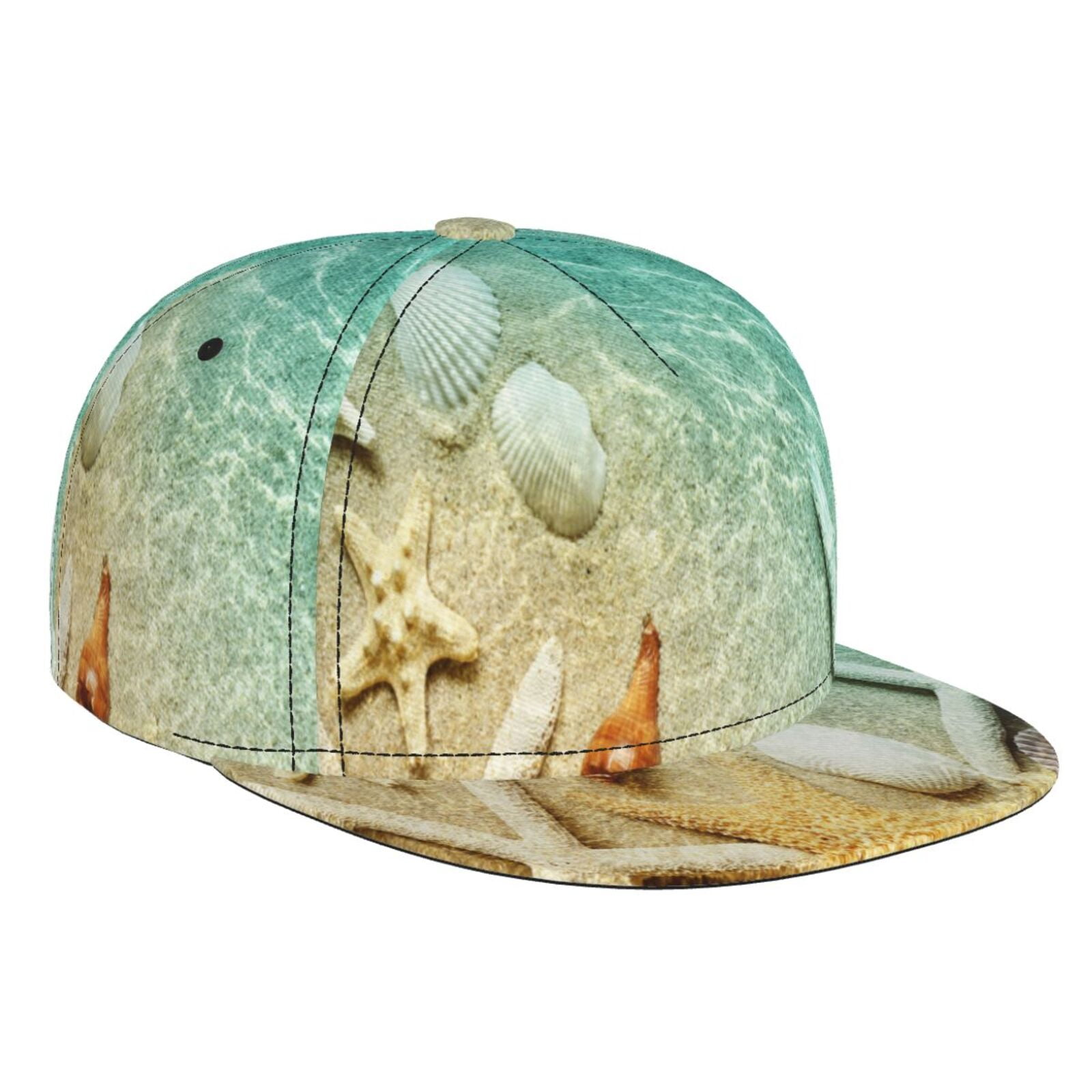 Hirioo Starfish And Seashell On The Beach for Baseball Cap Men Cap Flat ...