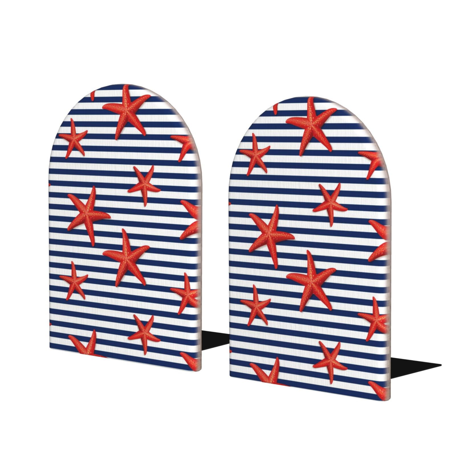 Hirioo Starfish Navy Blue Stripe for Bookends Decorative Bookends for ...