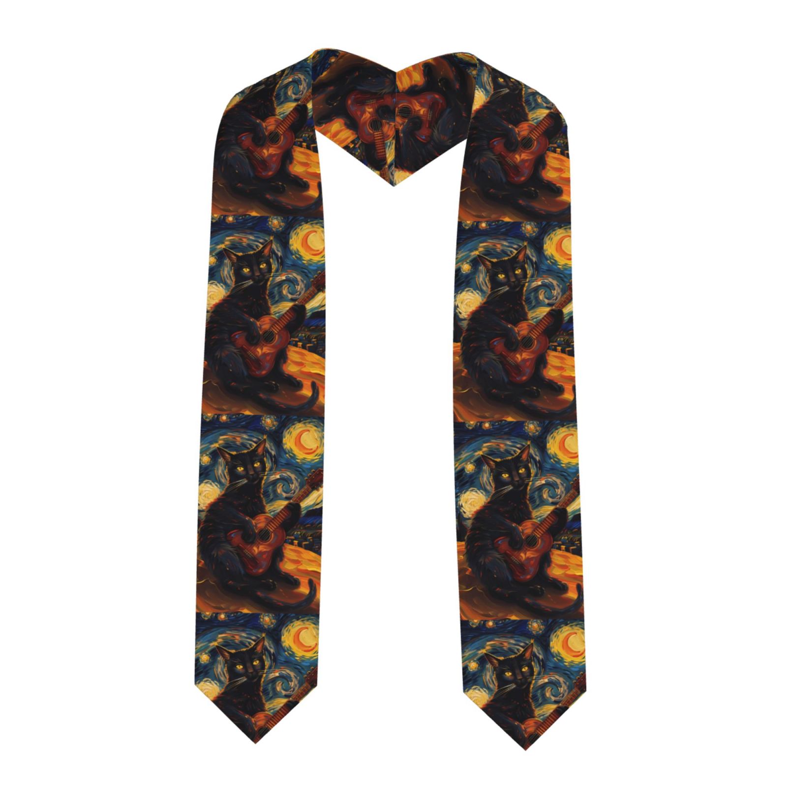 Hirioo Starry Night Cat Guitarist for 72" Graduation Shawl Stole Unisex ...