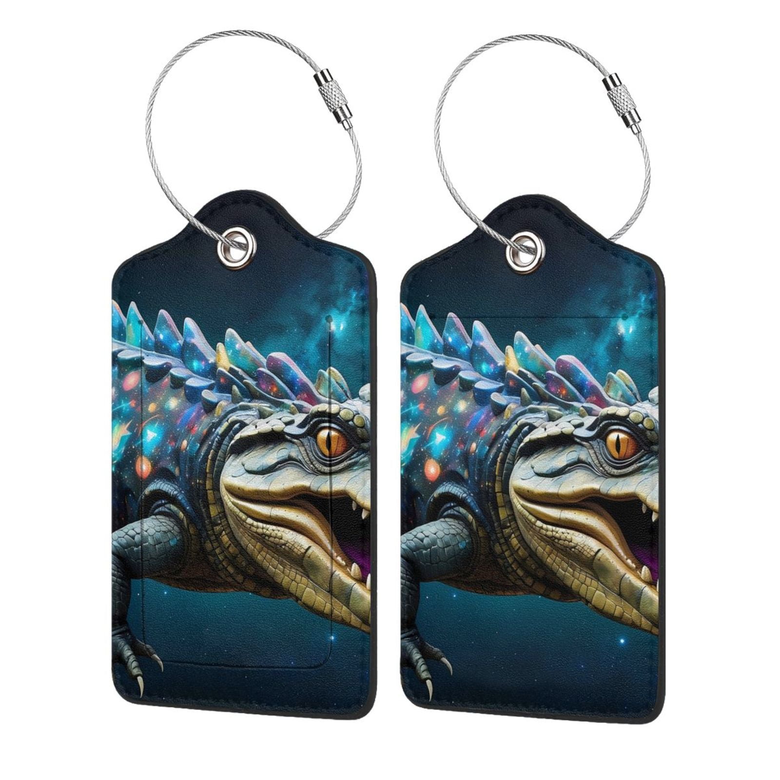 Hirioo Starry Sky Colorful Crocodile Print Leather Luggage Tag with ...