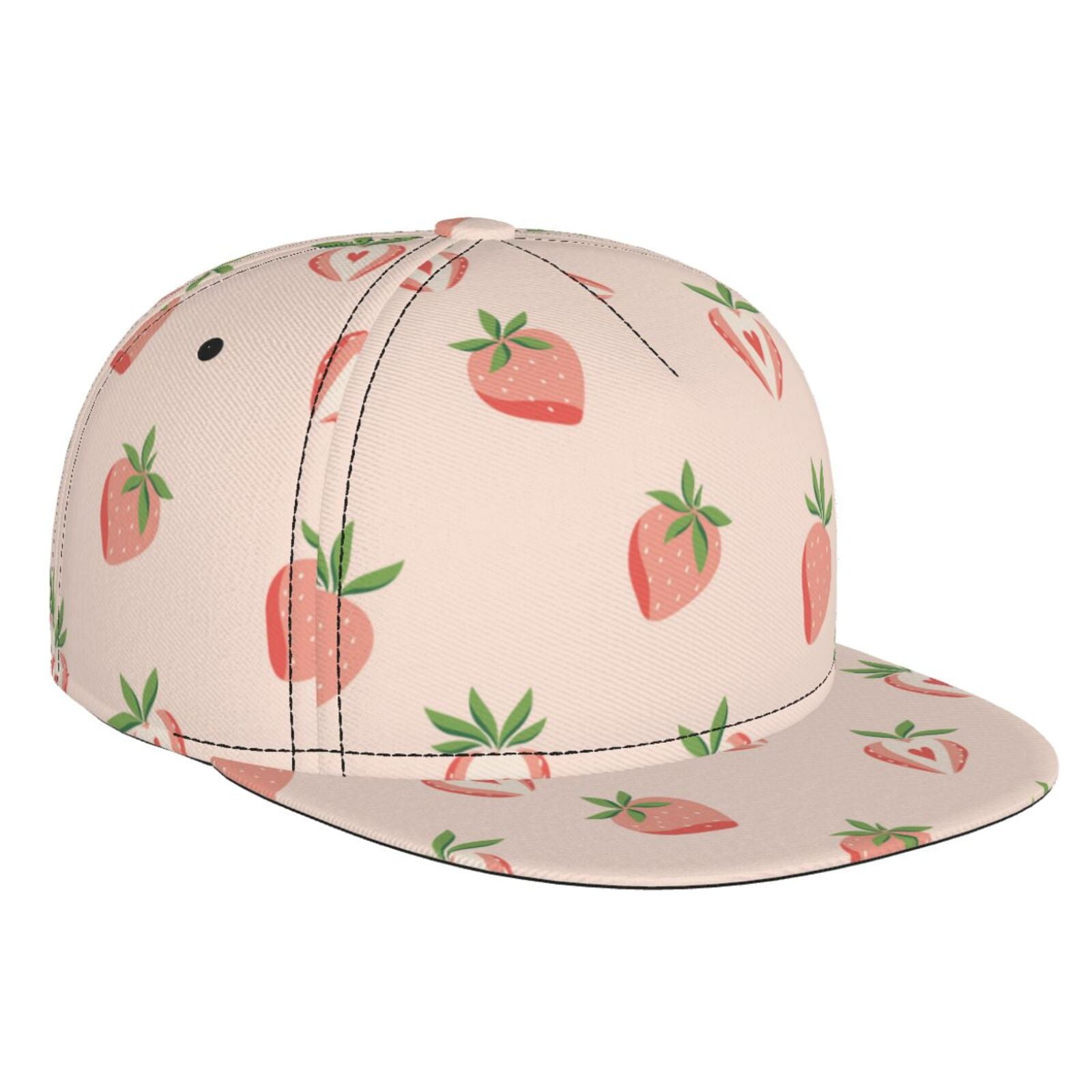 Hirioo Strawberries for Baseball Cap Men Cap Flat Brim for Men Women ...