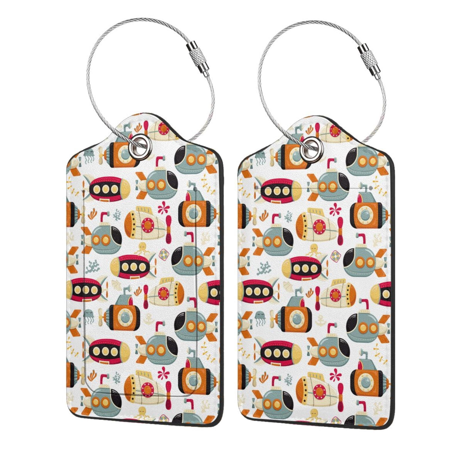 Hirioo Submarines Print Leather Luggage Tag with Stainless Steel Loop ...