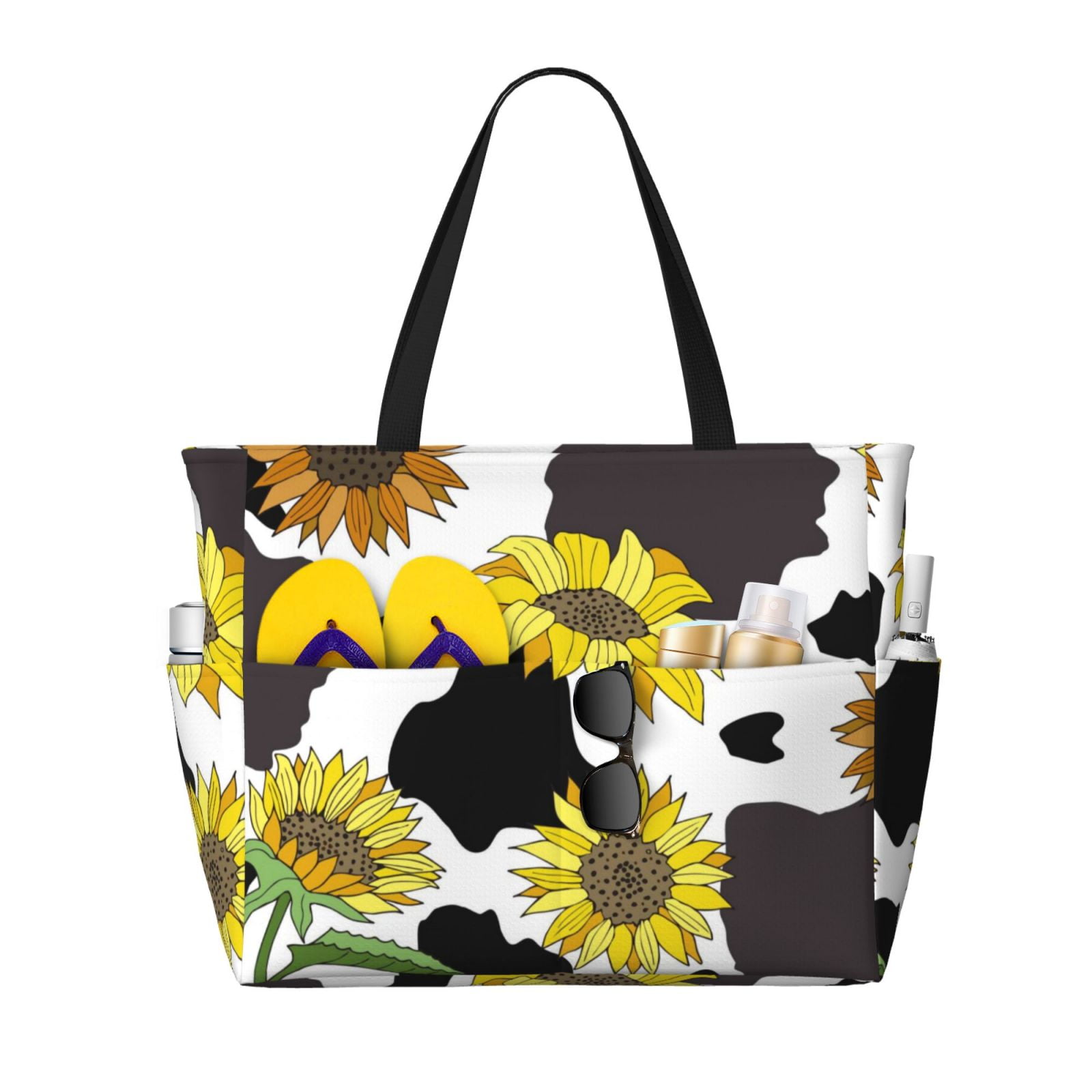 Hirioo Sunflowers Country for Large Capacity Beach Travel Bag for Women Men Foldable Beach Bags ...