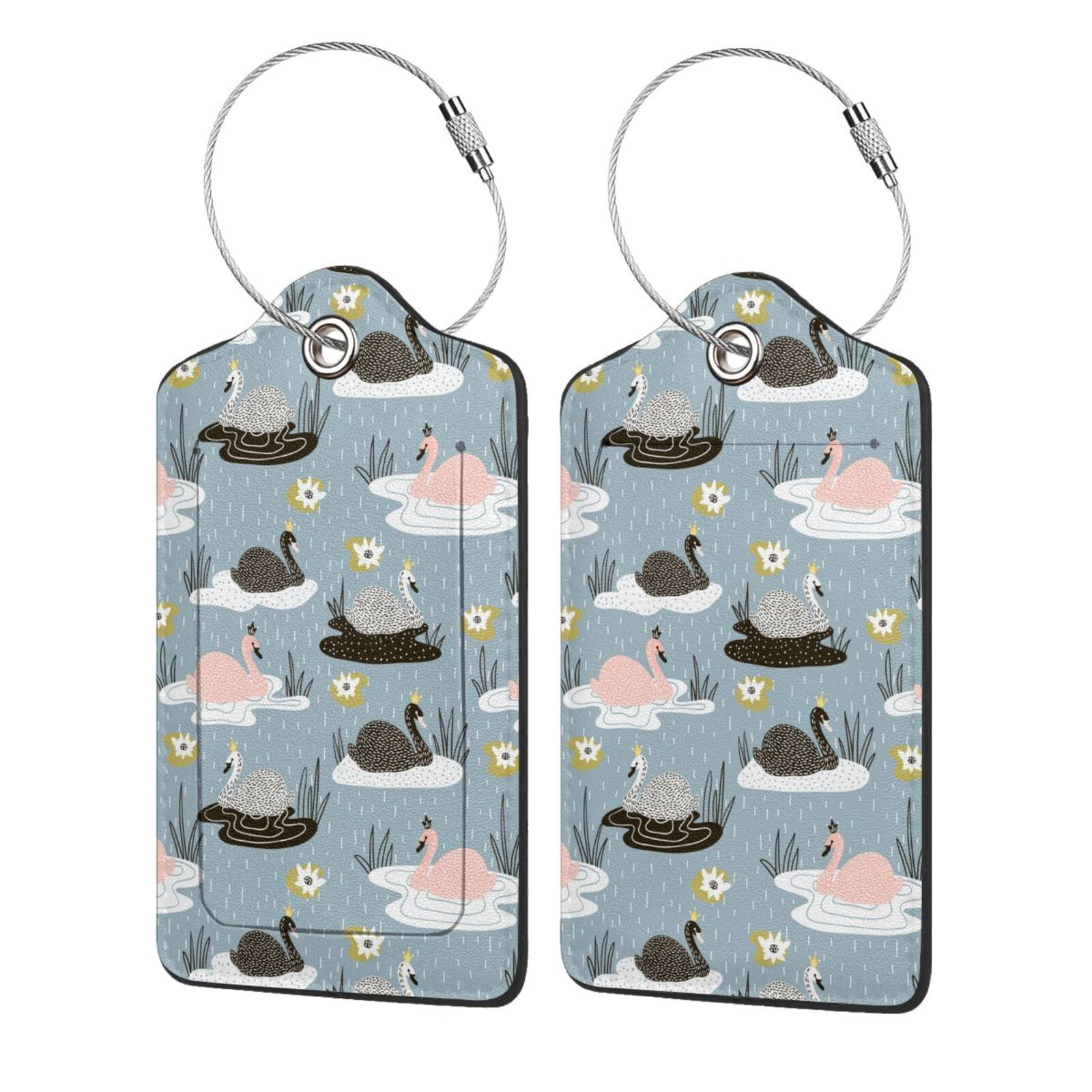 Hirioo Swan Princess On Lake Print Leather Luggage Tag with Stainless ...