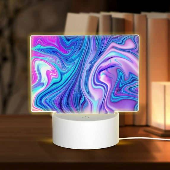 Hirioo Swirl Blue And Purple for Rectangular Acrylic with Night Light ...