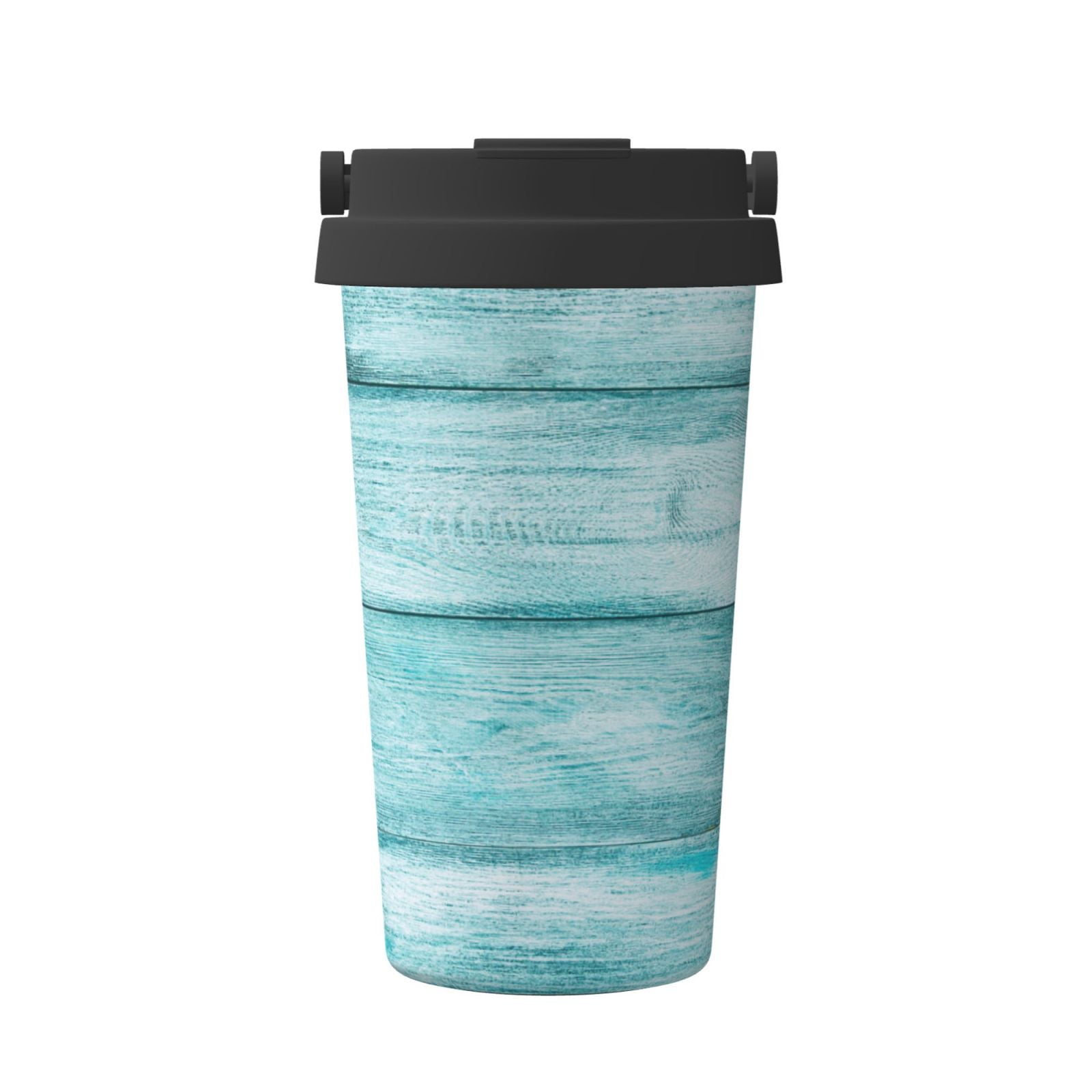 Hirioo Teal Turquoise Wood for Coffee Travel Mug Insulated Coffee Mug ...