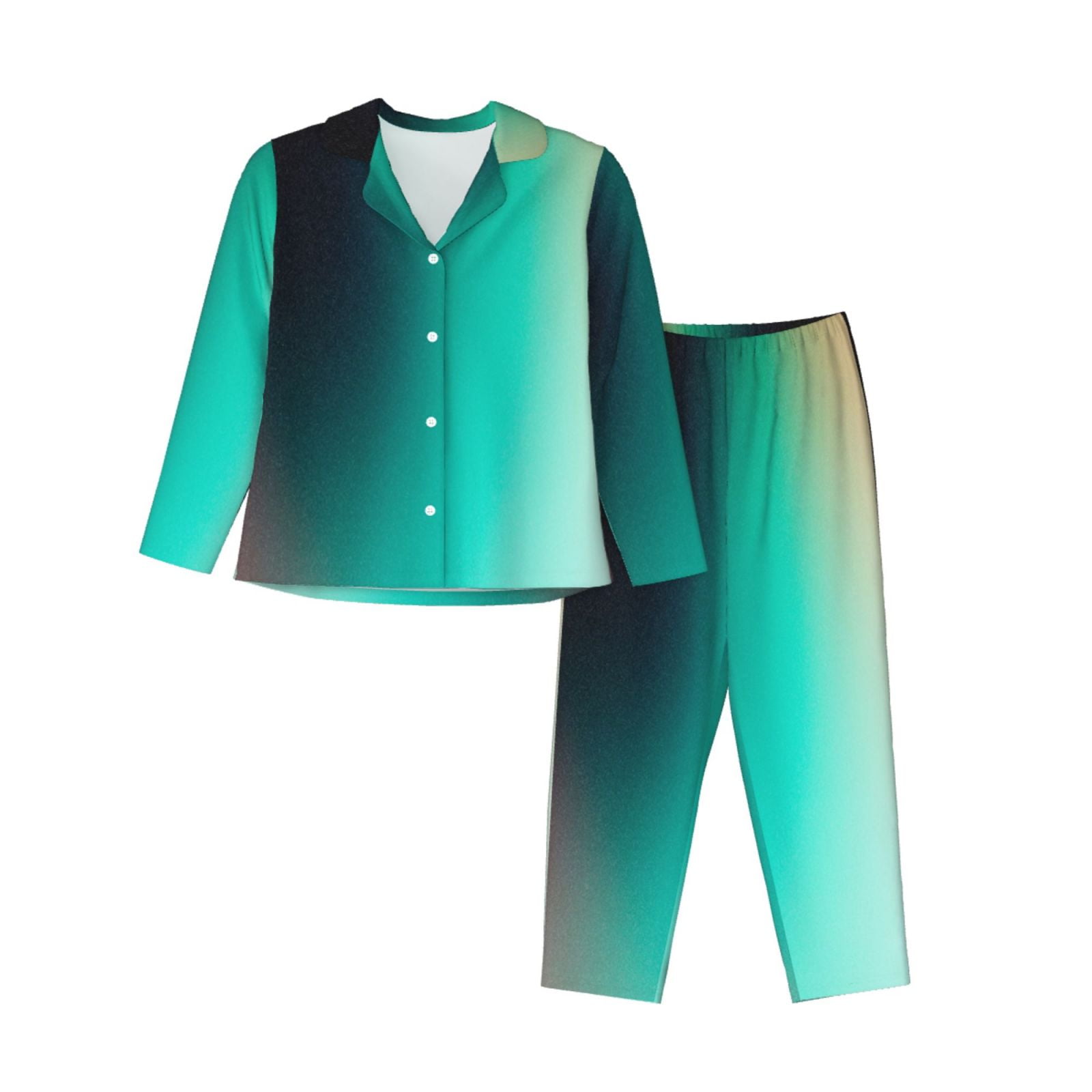 Hirioo Teal and Peach for Women's Pajama Sets 2 Piece Pjs Women's Long ...