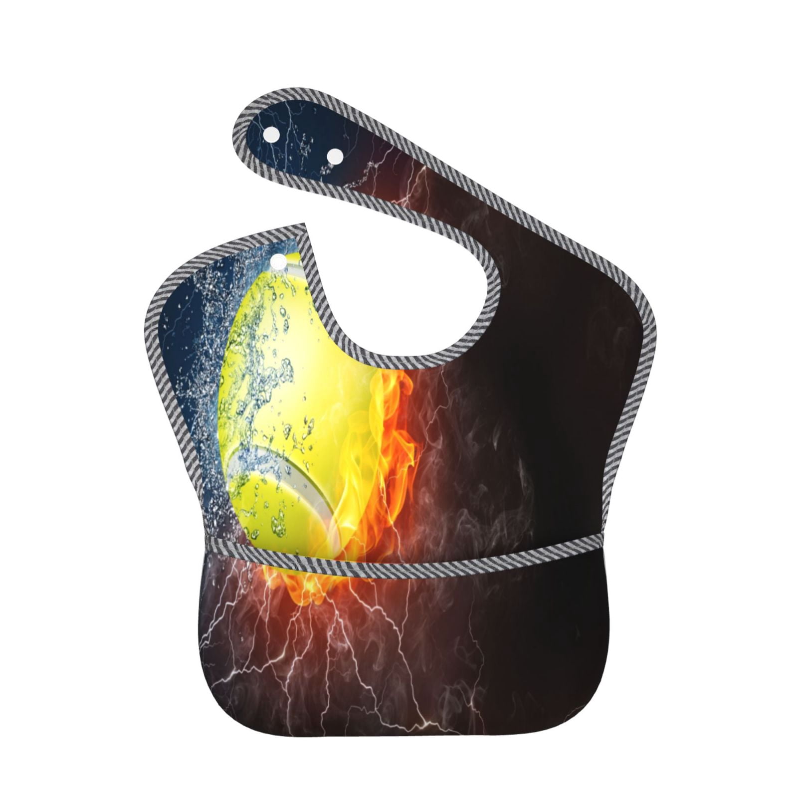Hirioo Tennis Ball On Fire And Water for Baby Waterproof Pocket Bib ...