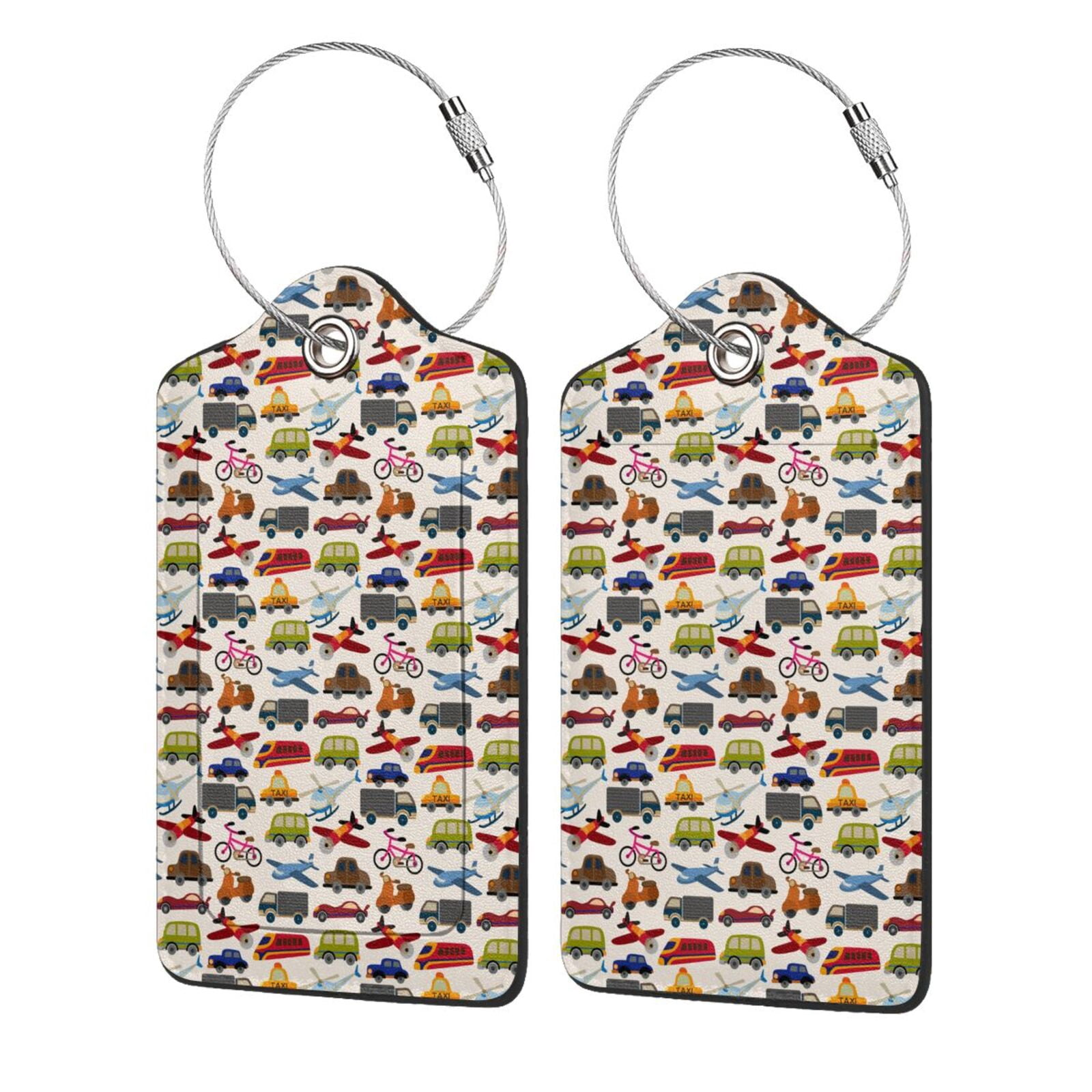 Hirioo Transport Print Leather Luggage Tag with Stainless Steel Loop ...
