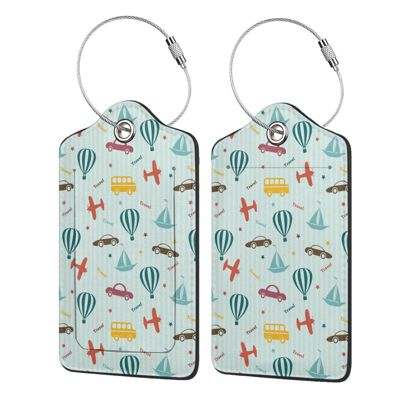 Hirioo Transport Travel Print Leather Luggage Tag with Stainless Steel ...