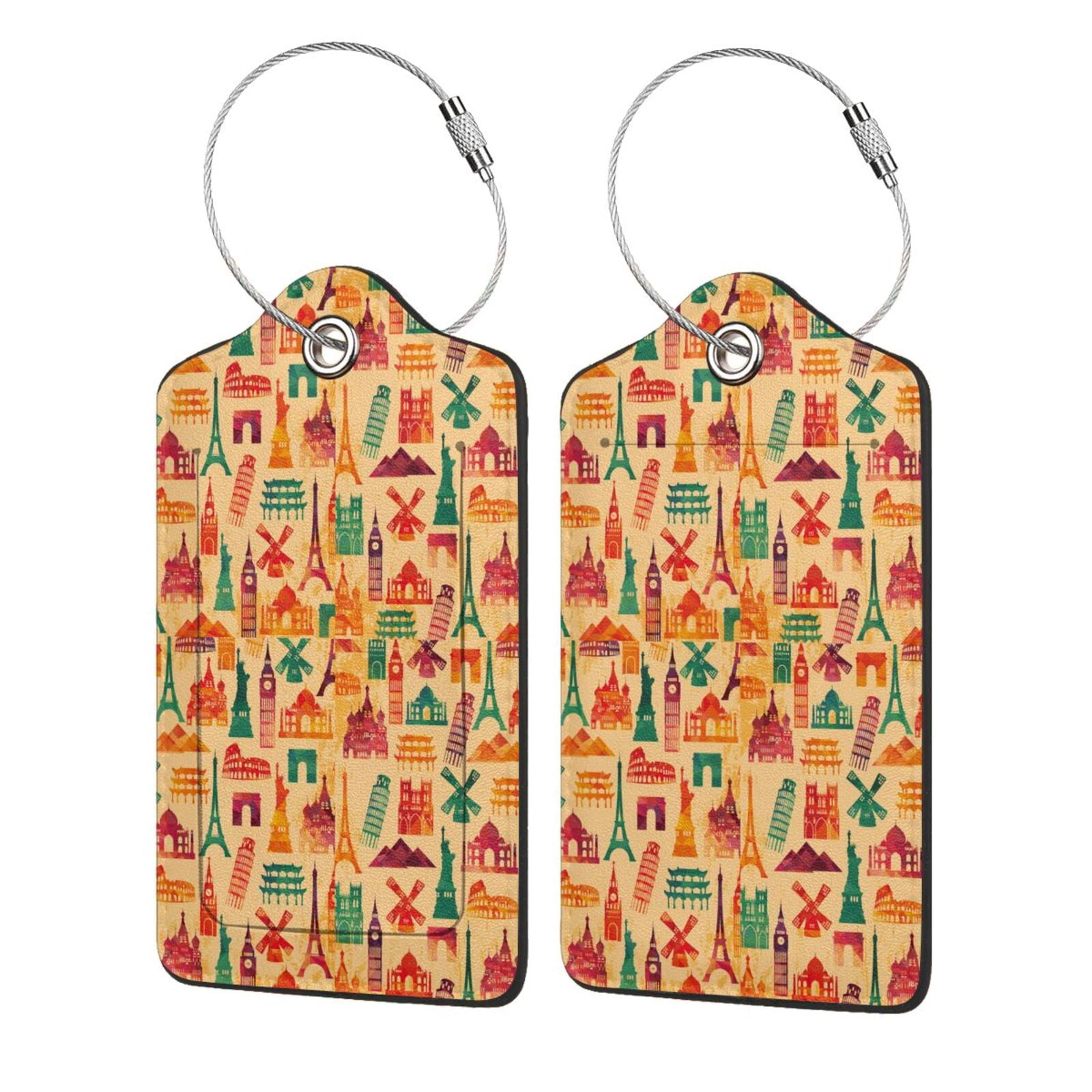 Hirioo Travel And Tourism Print Leather Luggage Tag with Stainless ...