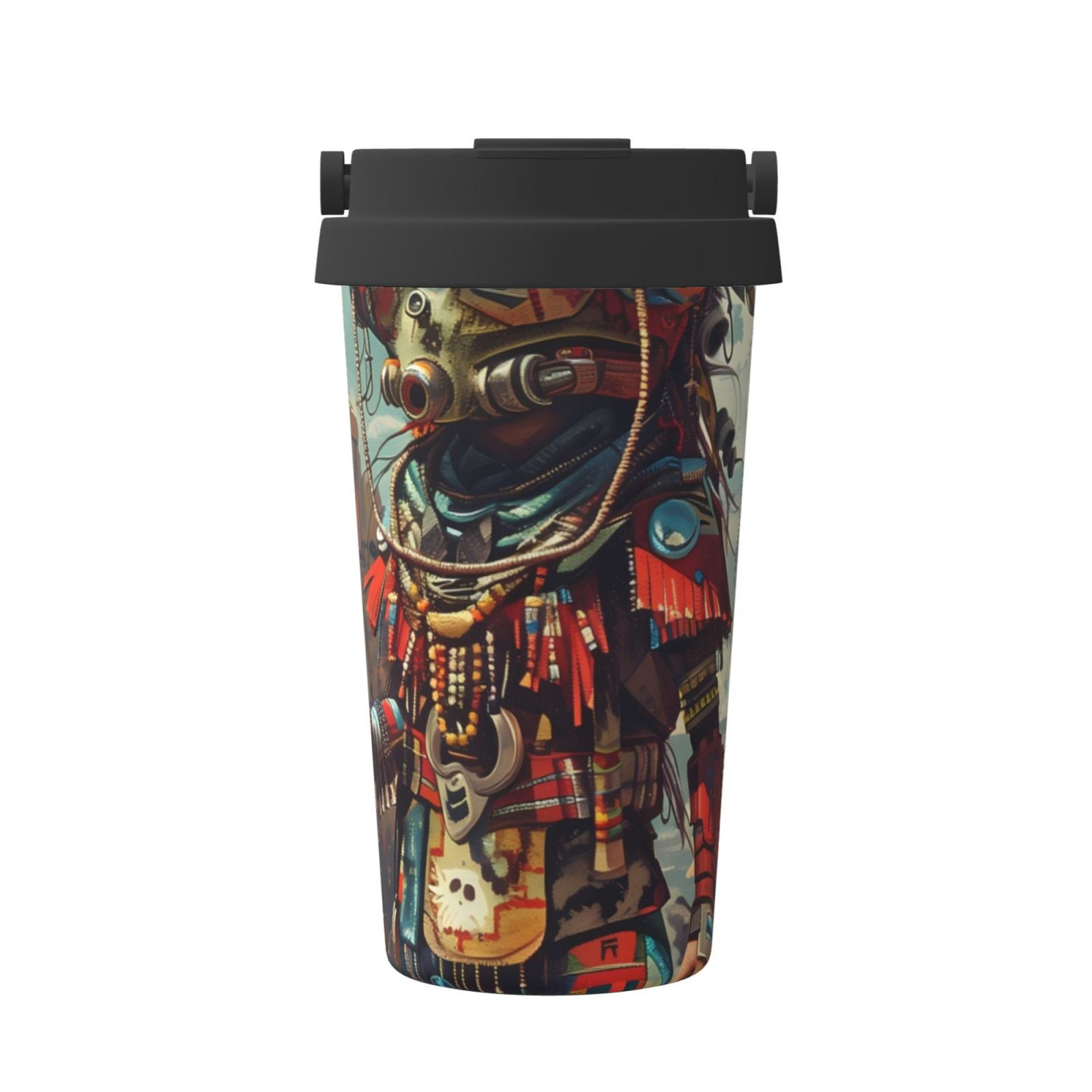 Hirioo Tribal Futuristic Warrior for Coffee Travel Mug Insulated Coffee ...