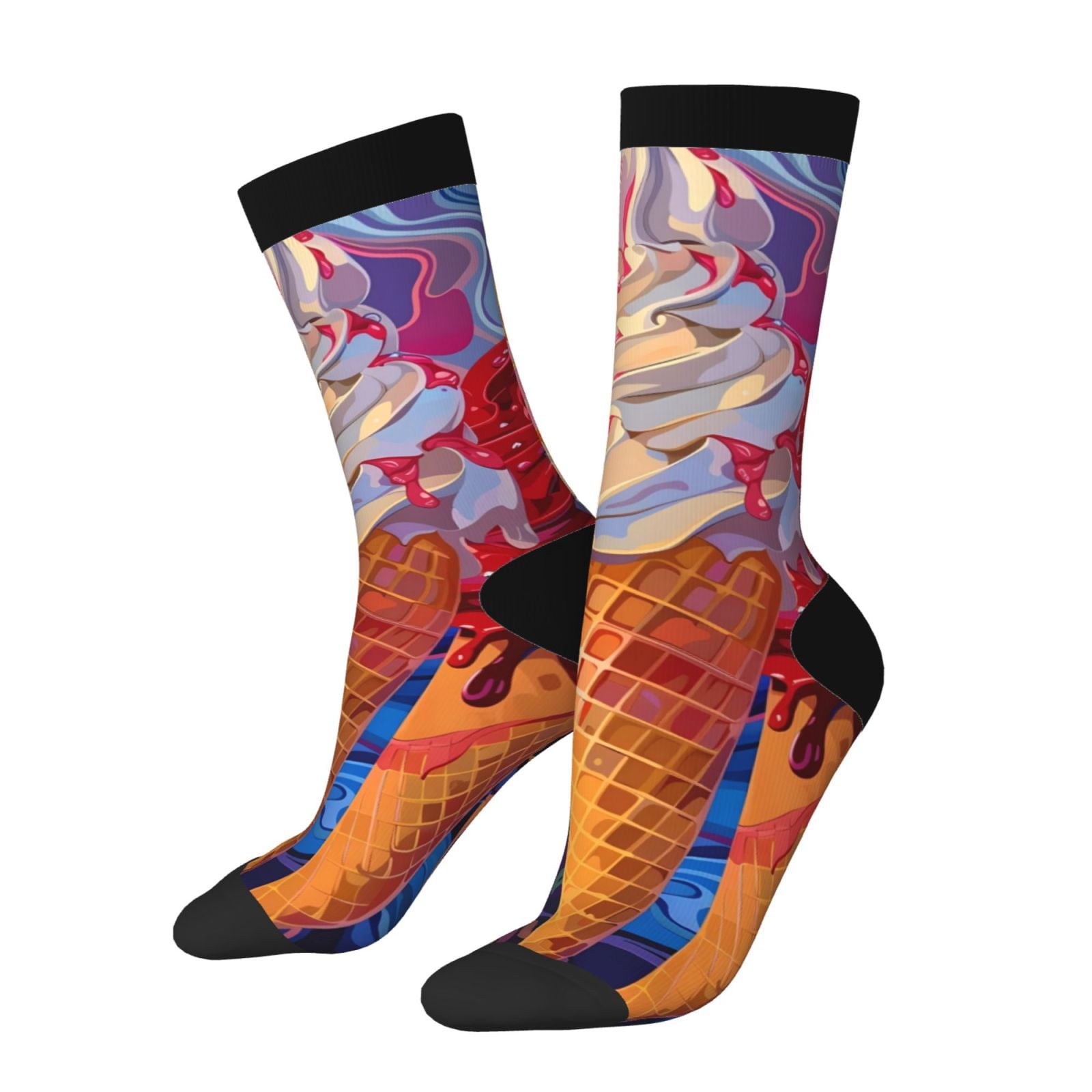 Hirioo Trio Of Dripping Cones Pattern Adult Middle Tube Socks ...