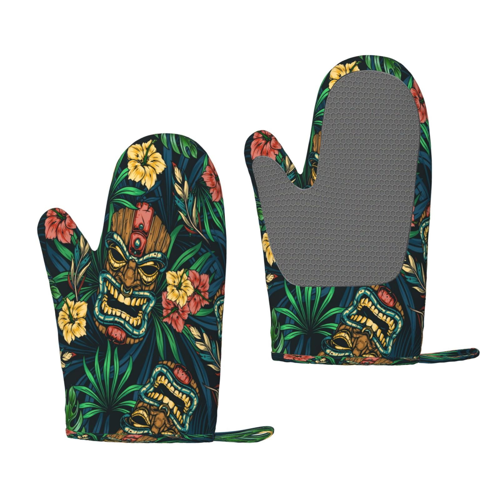 Hirioo Tropical Tribe Mask for Silicone Oven Mitts for BBQ, Baking ...