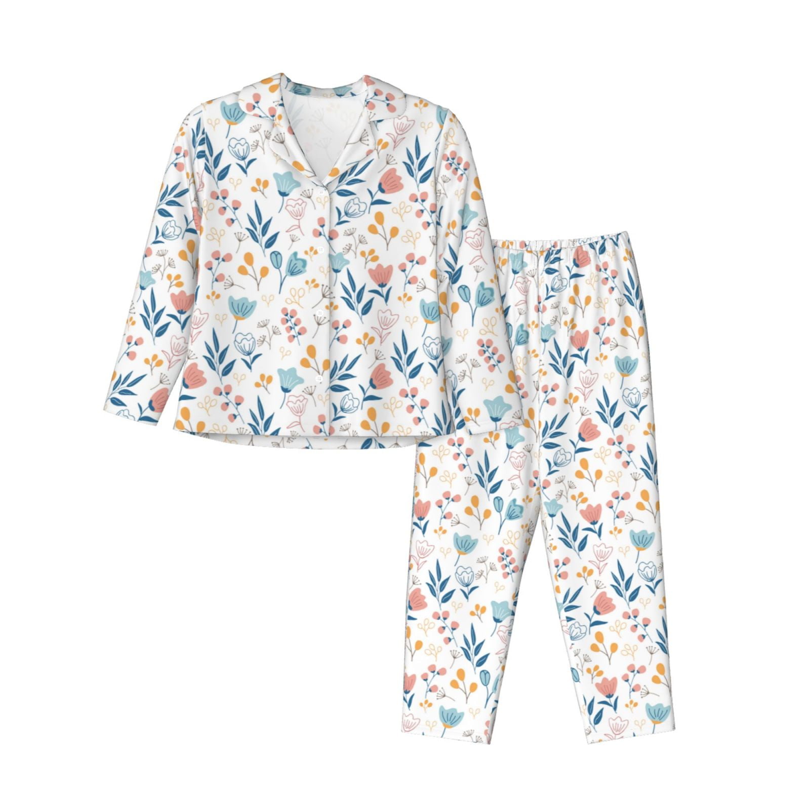 Hirioo Tulips Flowers for Women's Pajama Sets 2 Piece Pjs Women's Long ...