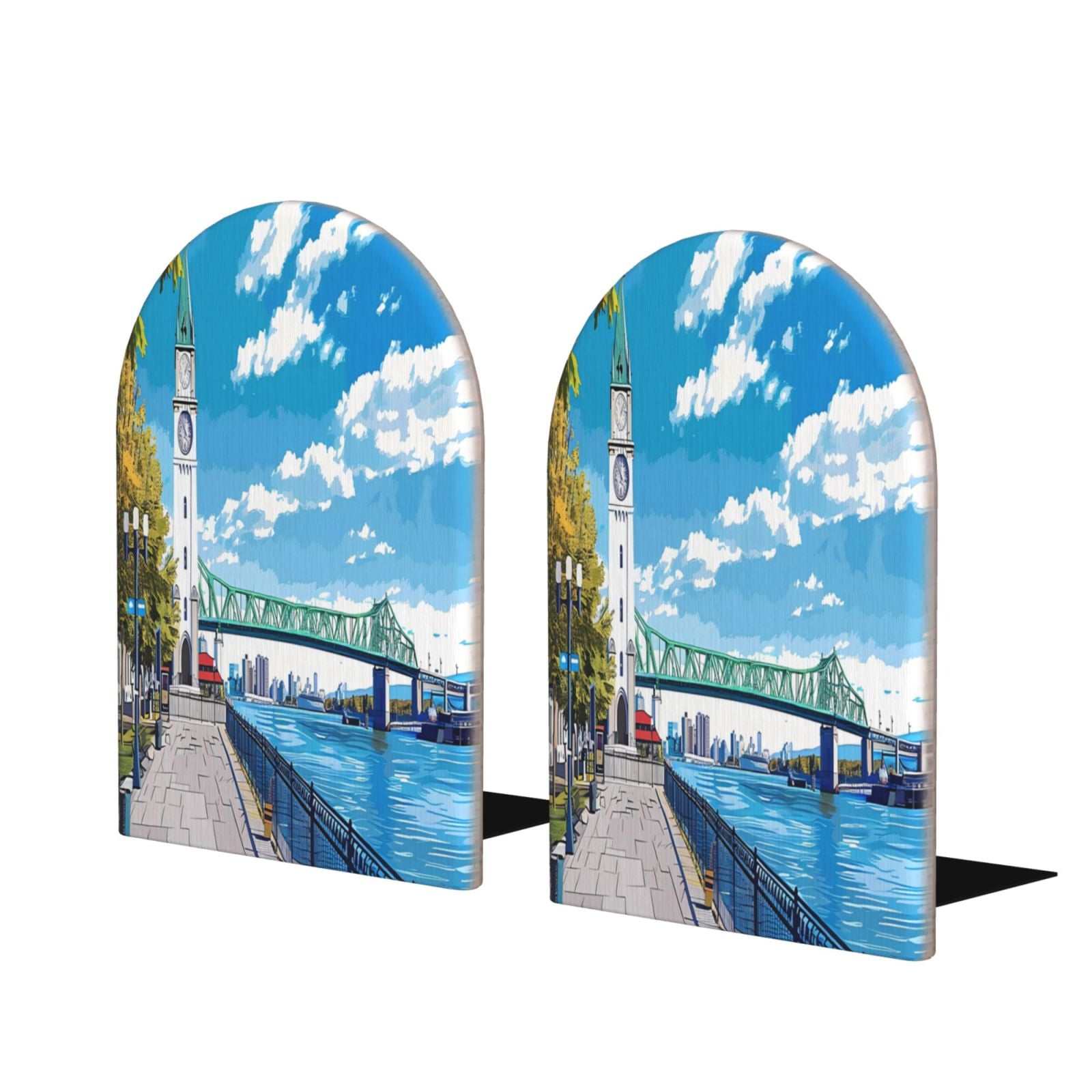 Hirioo Urban Riverside Clock Tower for Bookends Decorative Bookends for ...