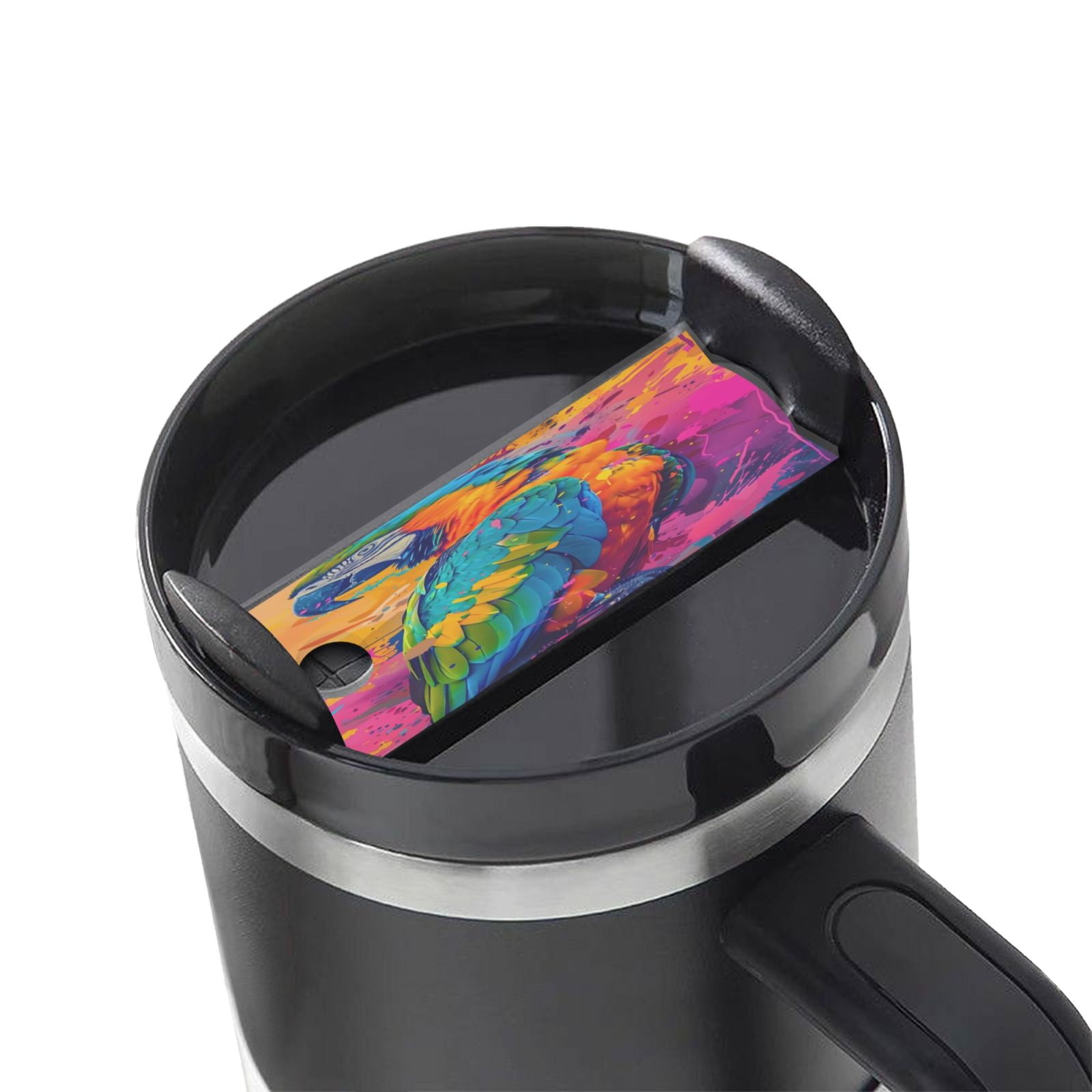 Hirioo Vibrant Parrot Splash Art for Stanley Cup Lid Nameplate ...