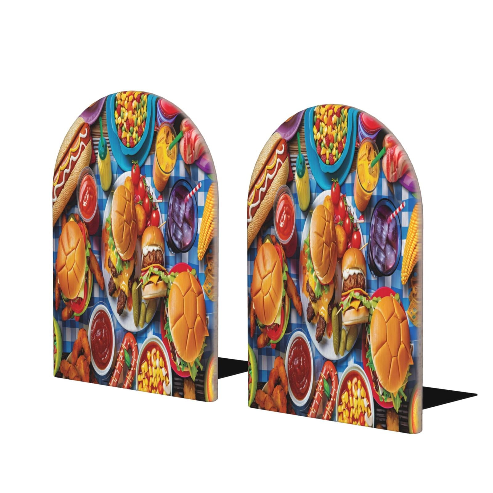 Hirioo Vibrant Picnic Food Spread for Bookends Decorative Bookends for ...