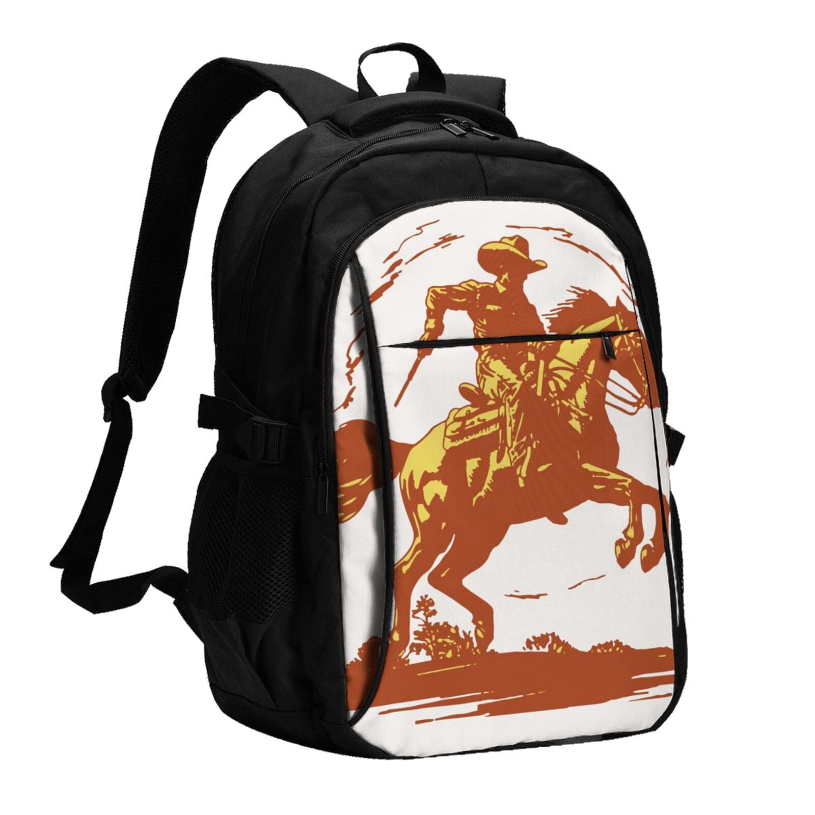 Hirioo Vintage Cowboy On A Bronco Horse for Travel Laptop Backpack with ...