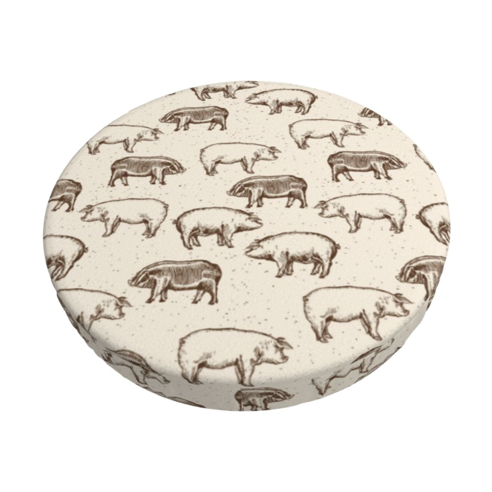 Hirioo Vintage Farm Pigs for Round Bar Stool Seat Covers Washable Stool ...