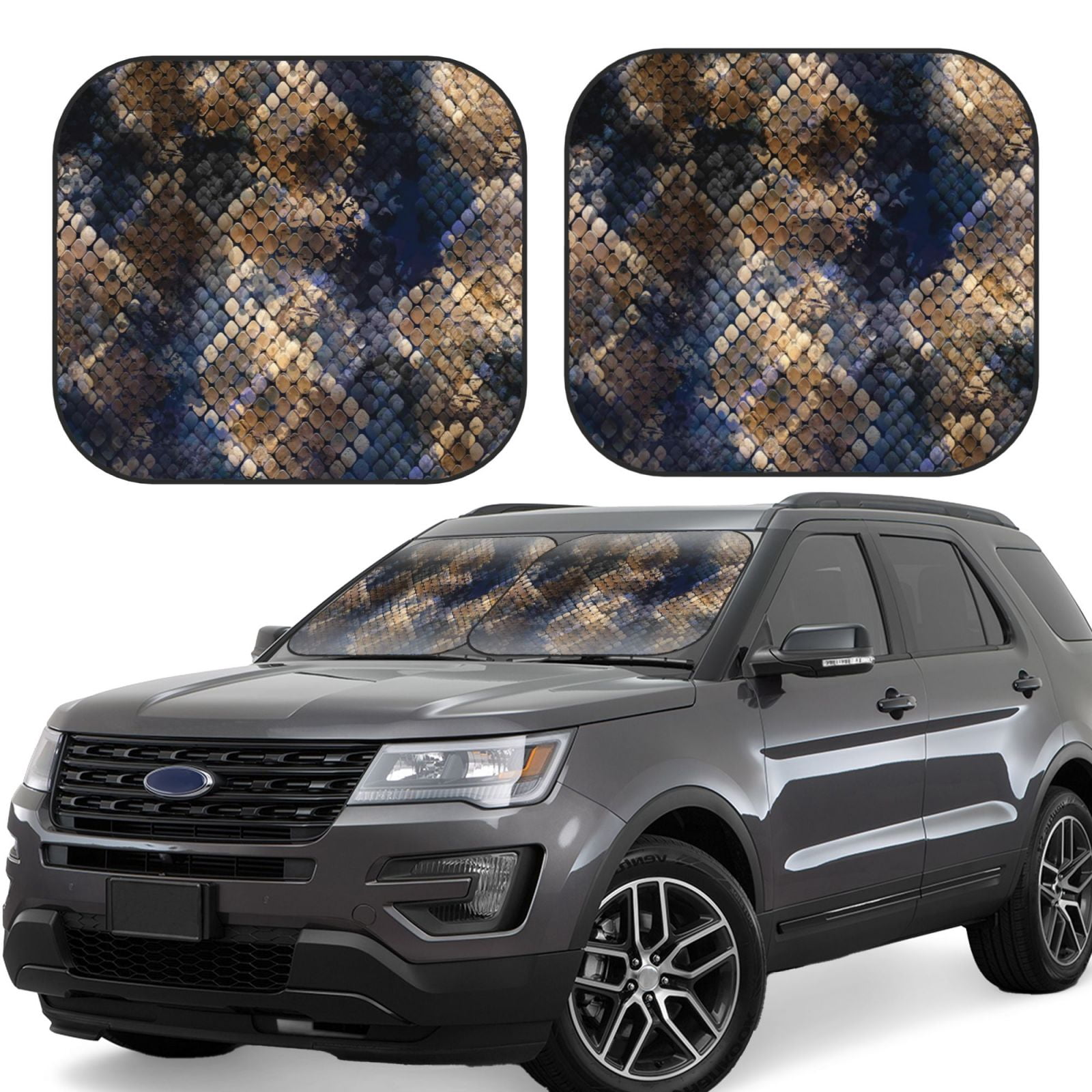 Hirioo Watercolor Snake Skin for 2PCS Windshield Sun Shade Foldable ...